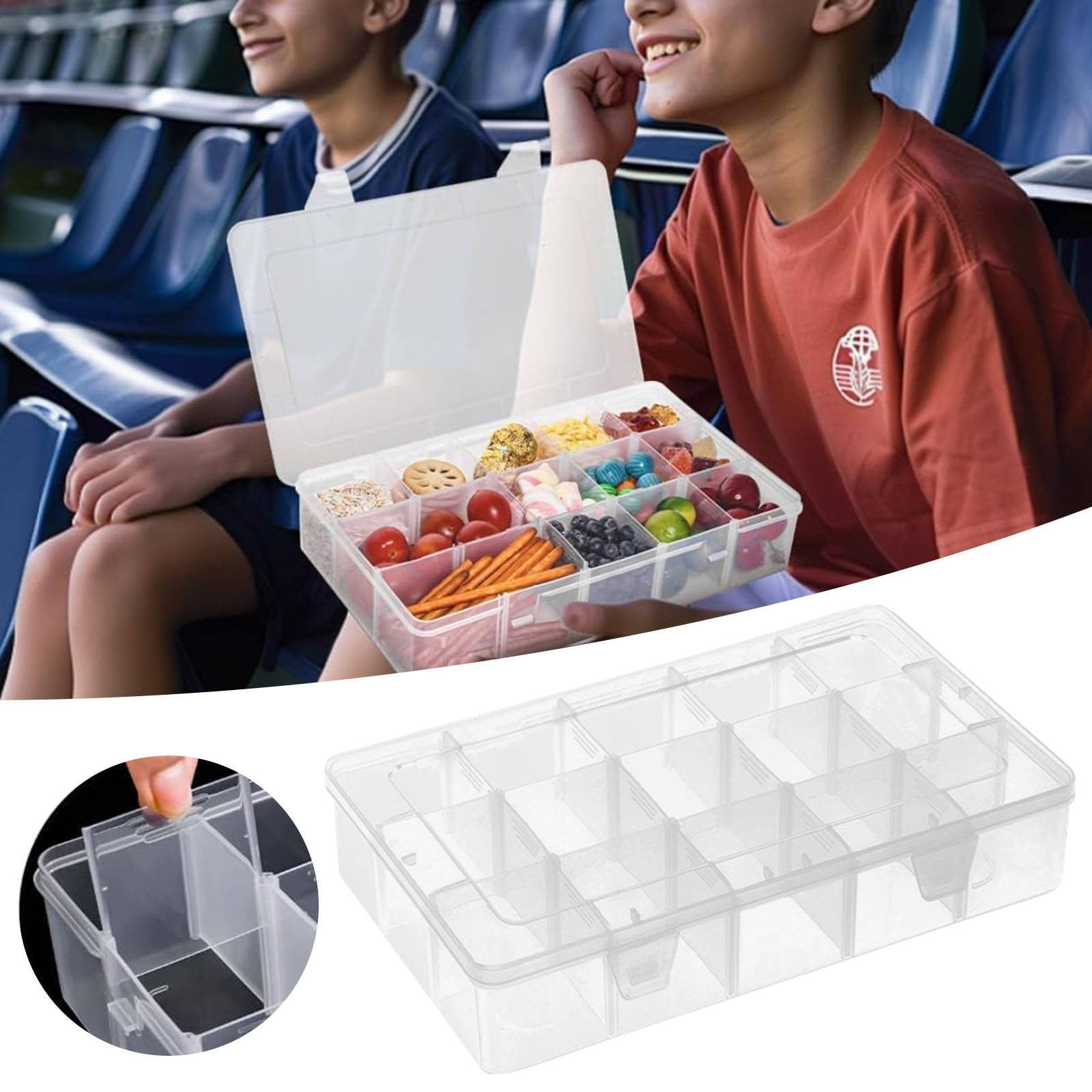 Uioepy Clearance 15-Compartment Adjustable And Separated Snack Box. [Do ...