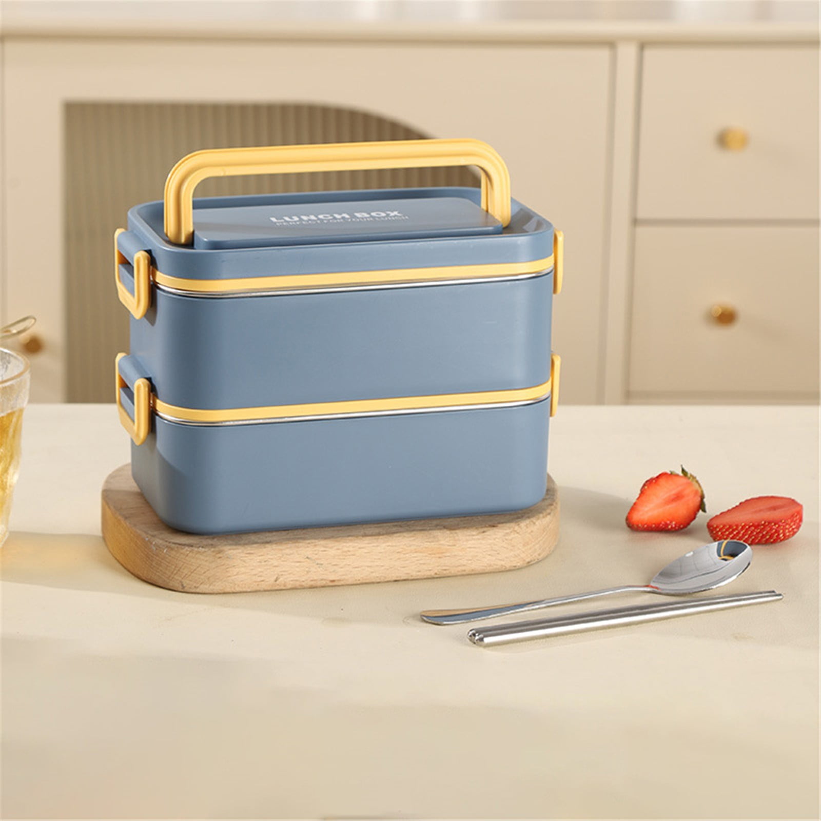 Uioepy Clearance The Double-Layered Lunch Box Is Blue Box Lunchbox For ...