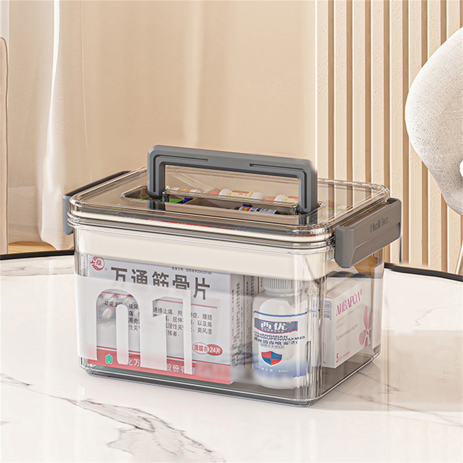 Uioepy Clearance Portable Medicine Box + Checkered Transparent Grey ...