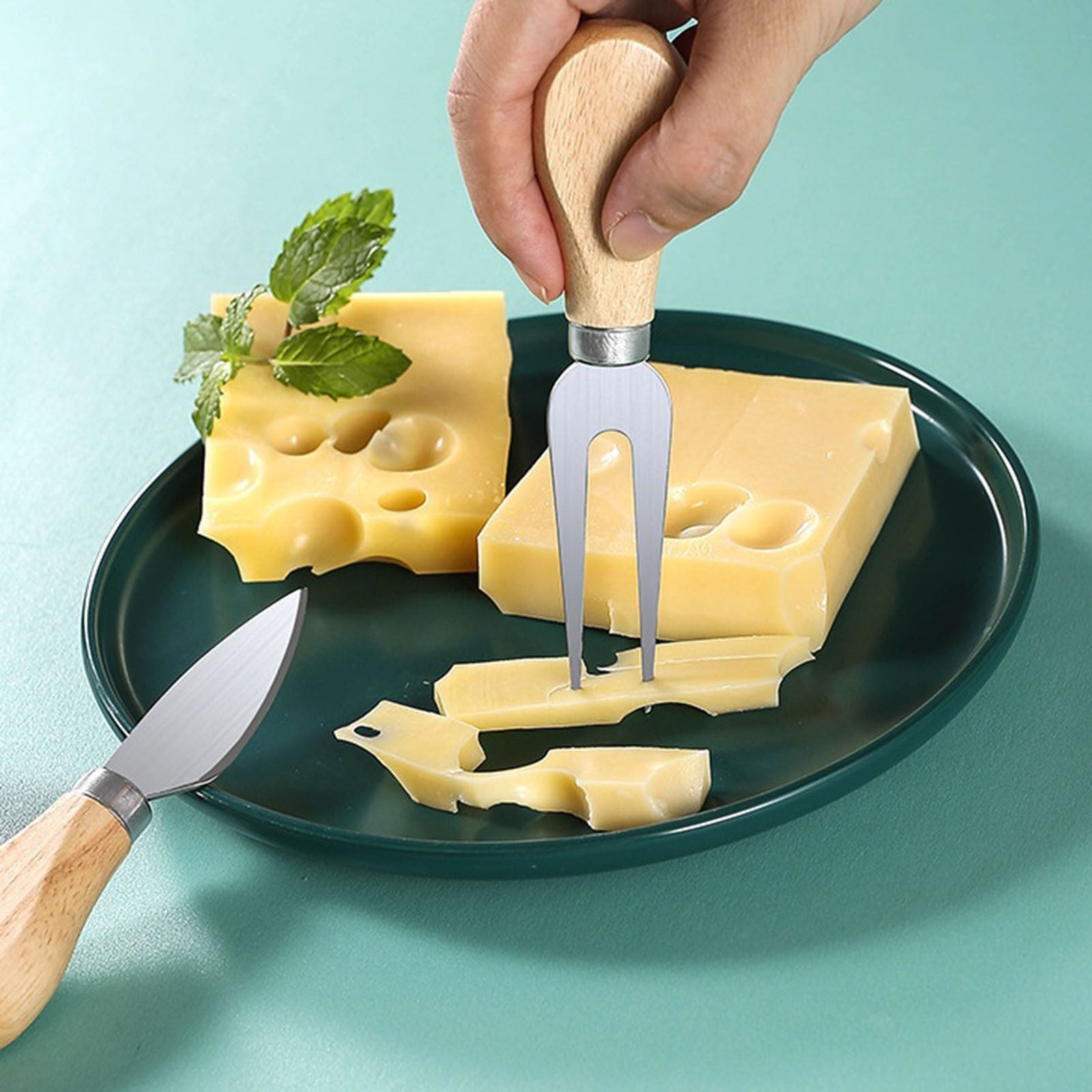 Uioepy Clearance Wooden Handle Stainless Steel Cheese Knife Set Baking ...