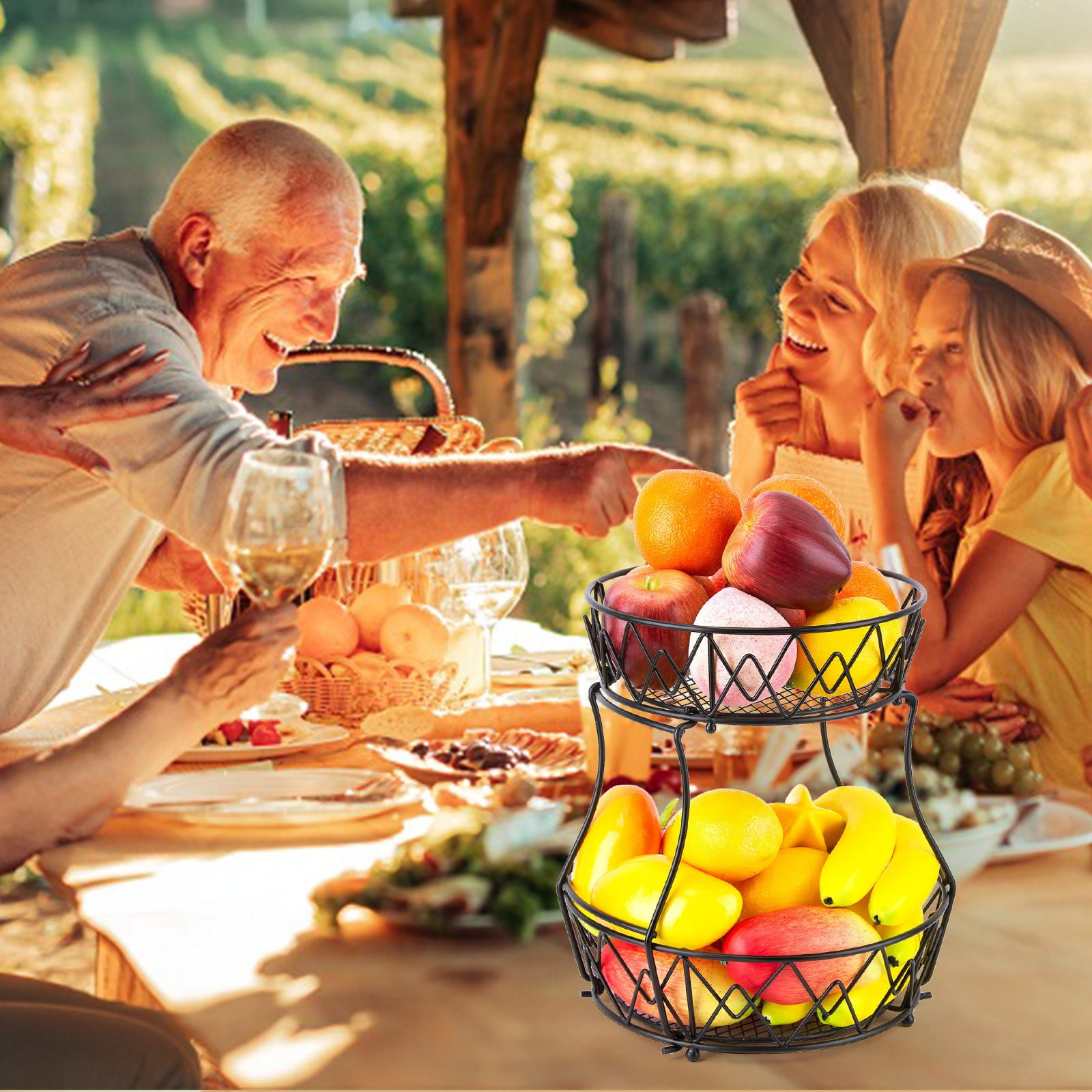 Uioepy Closeout Fruit Storage Basket On The Kitchen Countertop 2-Story ...
