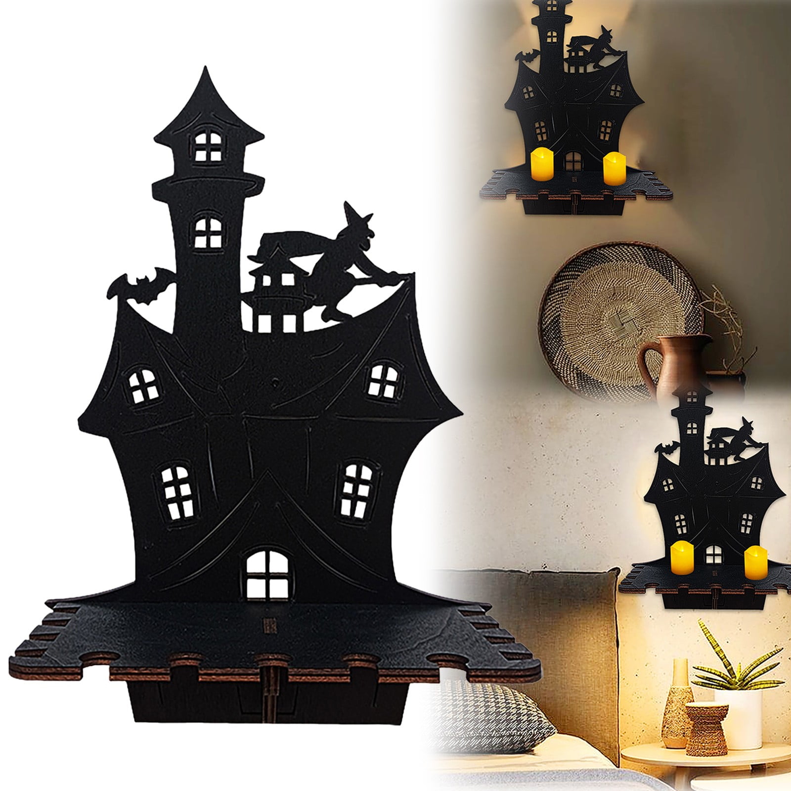 Uioepy Closeout Halloween Flying Witch Castle Stand Halloween Shelf ...