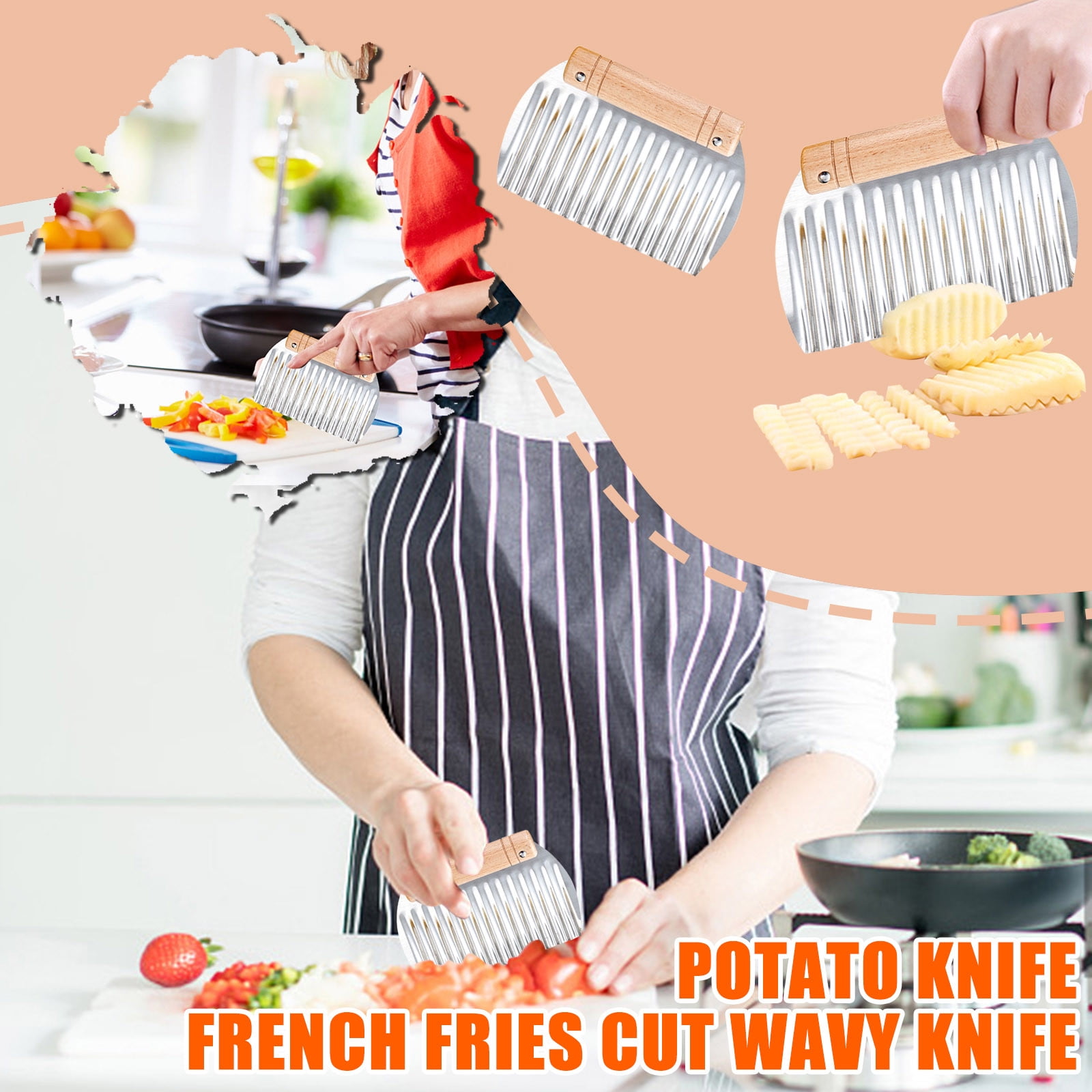 Uioepy Dirt Cheap Stainless Steel Wavy French Fries Cutter, Wavy ...