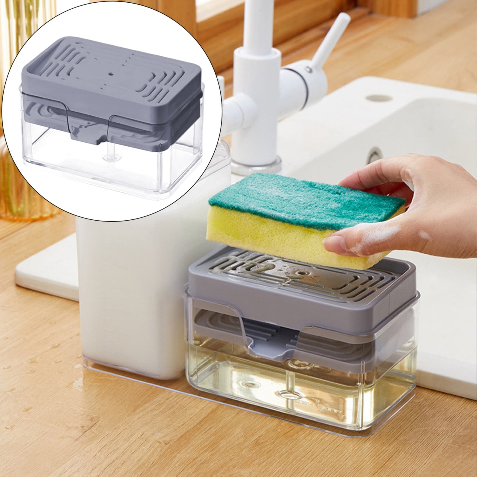 Uioepy Dish Soap Dispenser and Sponge Holder for Kitchen with Enhanced ...