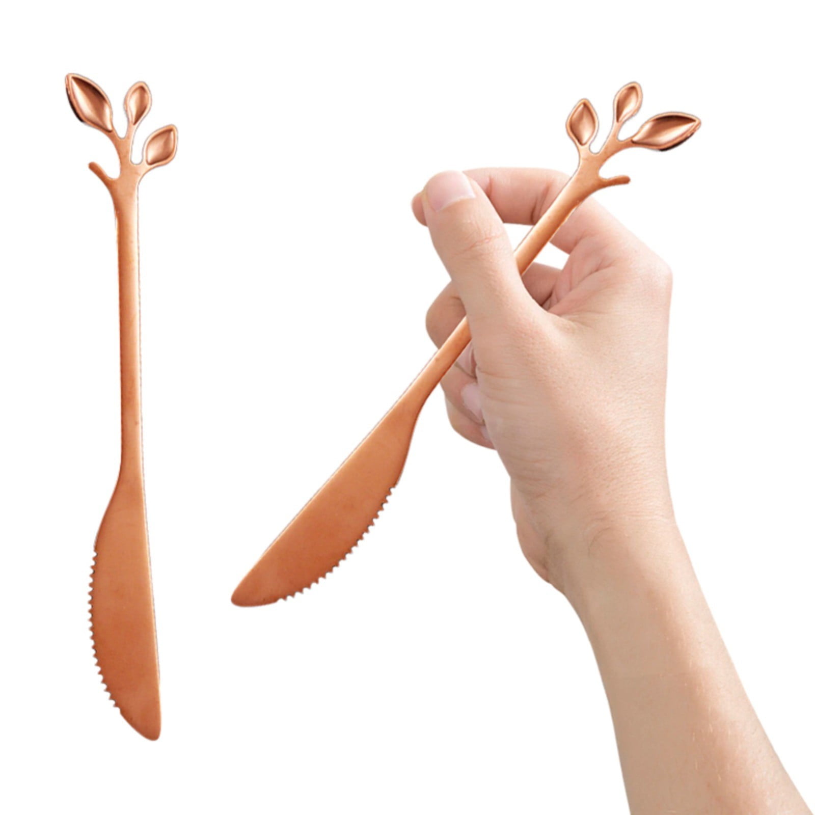 Uioepy Final Sale Rose Gold Leaf Knife Tea Handle Stirring Long Spoons ...