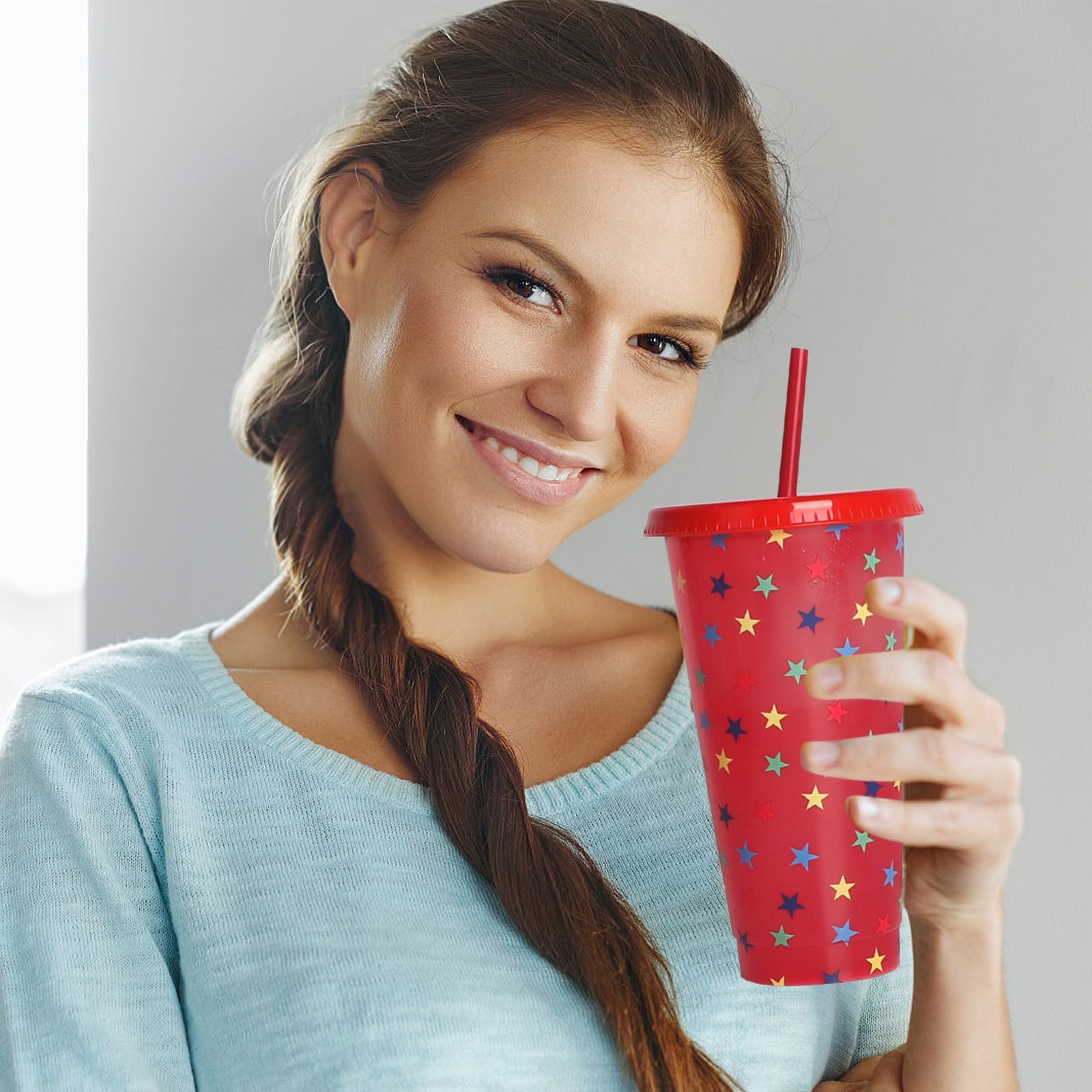 Uioepy Liquidation Creative Water Cup, Star Cup, Pp Plastic Straw Cup, Star Model Plastic ...