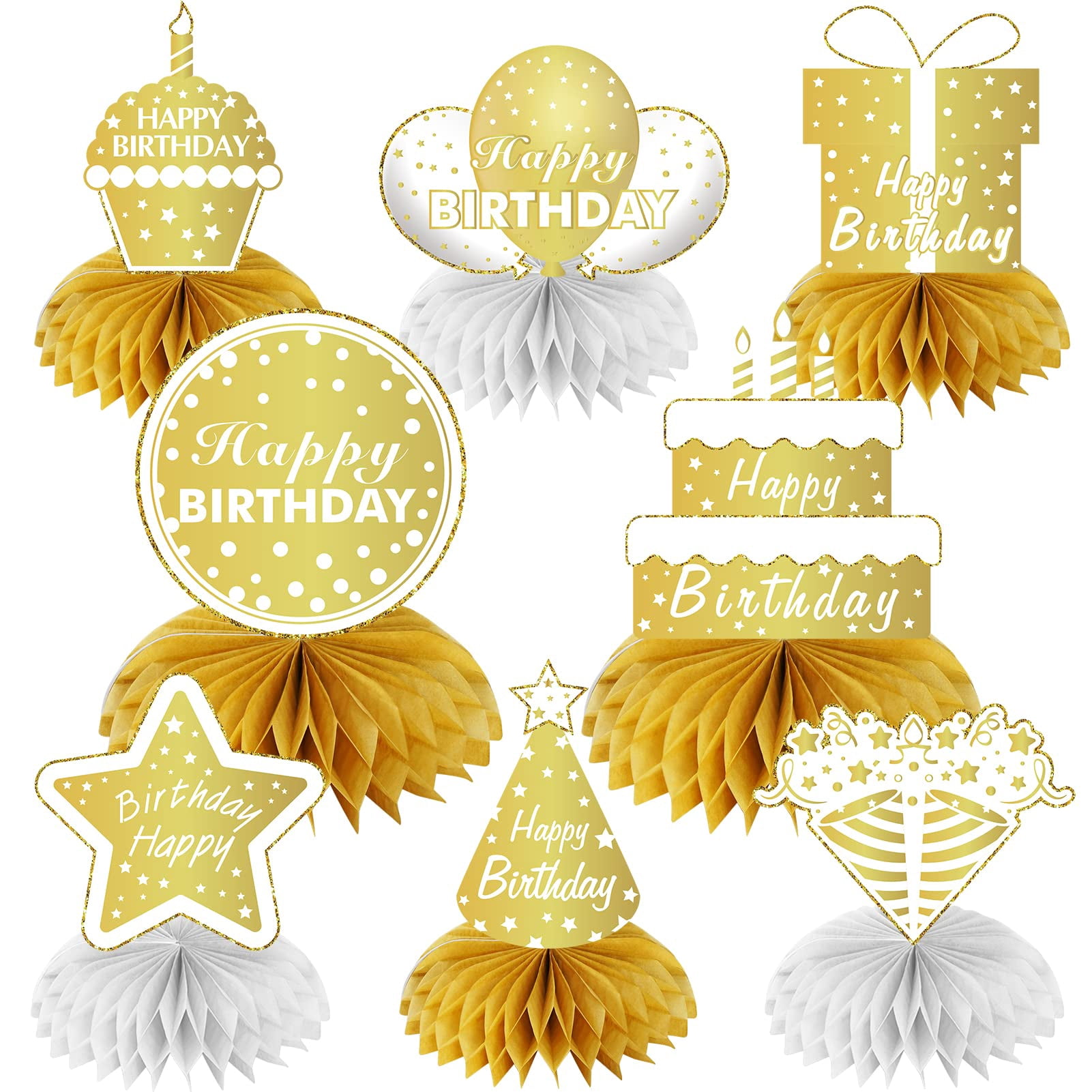 Uiorgui Happy Table Decorations, 8Pcs AFN1White Gold Decorations for ...