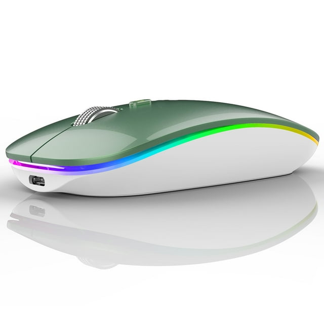 Uiosmuph Wireless Mouse LED Rechargeable Silent Computer Mouse with USB ...