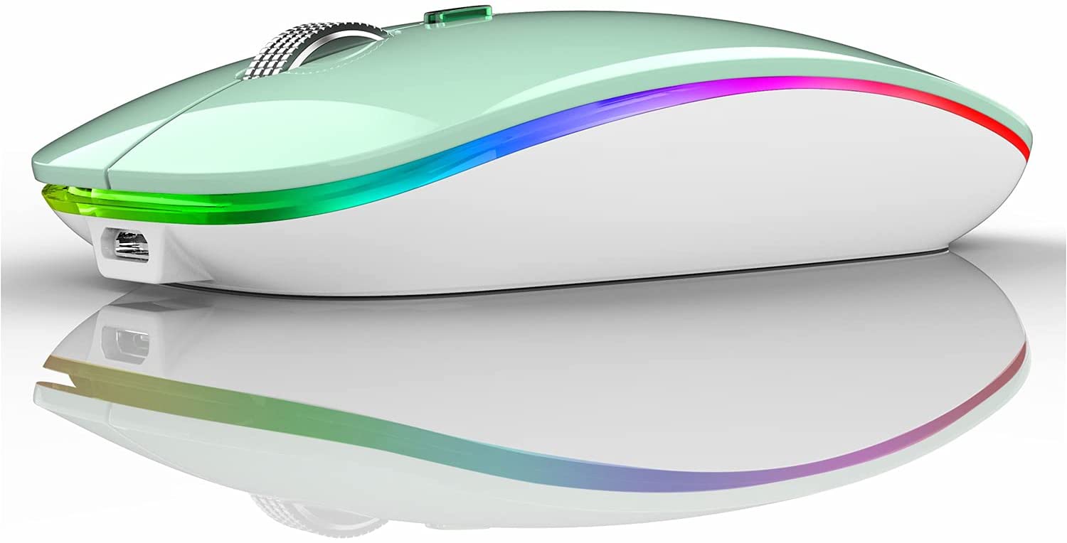 Uiosmuph Wireless Mouse LED Rechargeable Silent Computer Mouse with USB ...