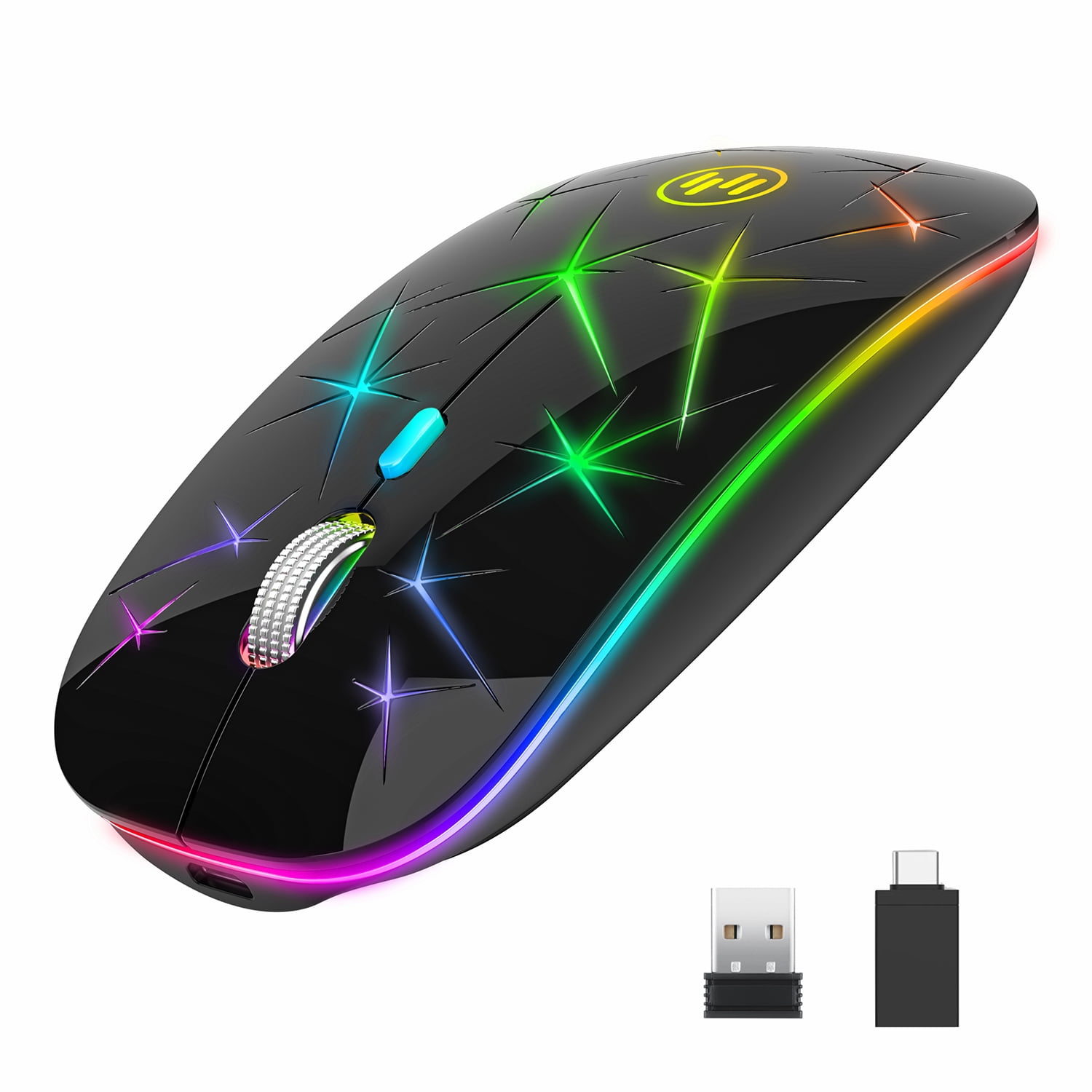Uiosmuph Wireless Rechargeable Mouse Silent LED Computer Mouse with USB ...