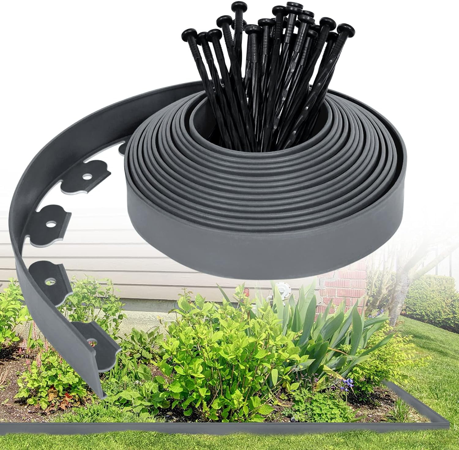 Uisebrt plastic lawn frame -10 meters - flexible - with 30 anchor ...