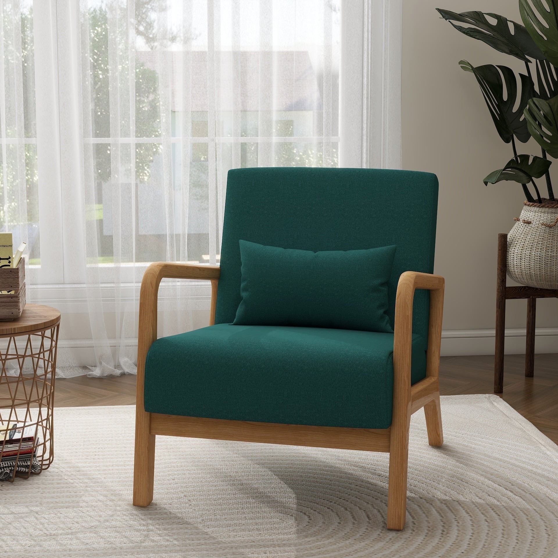 UIXE Accent Chair Upholstered Comfortable Armchair with Lumbar Pillow ...