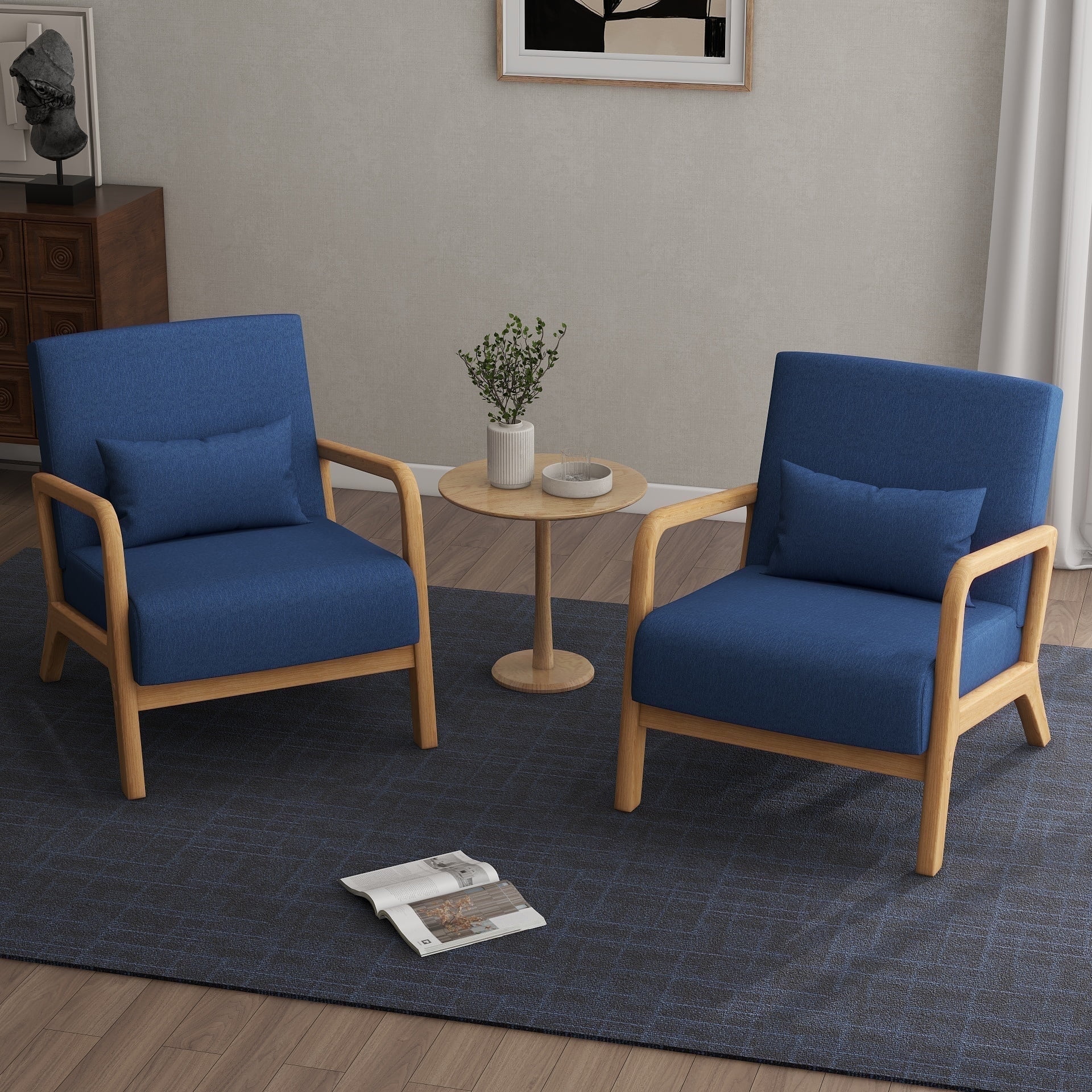 UIXE Accent Chair Set of 2 Upholstered Comfortable Armchair with Lumbar ...