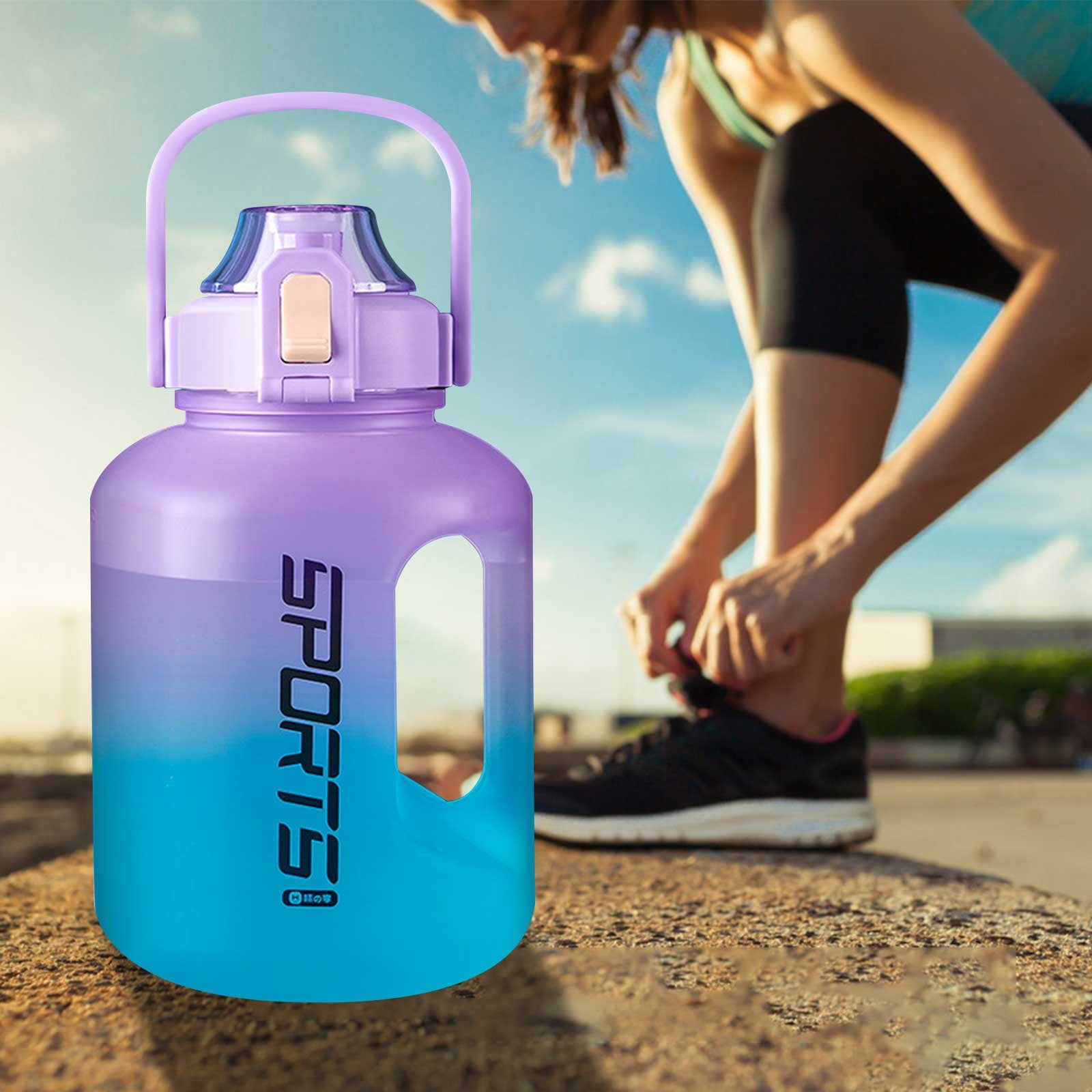 Uiz Merueh 1.8L Water Bottle with Time Marker - Straw & Chug Lid - BPA ...