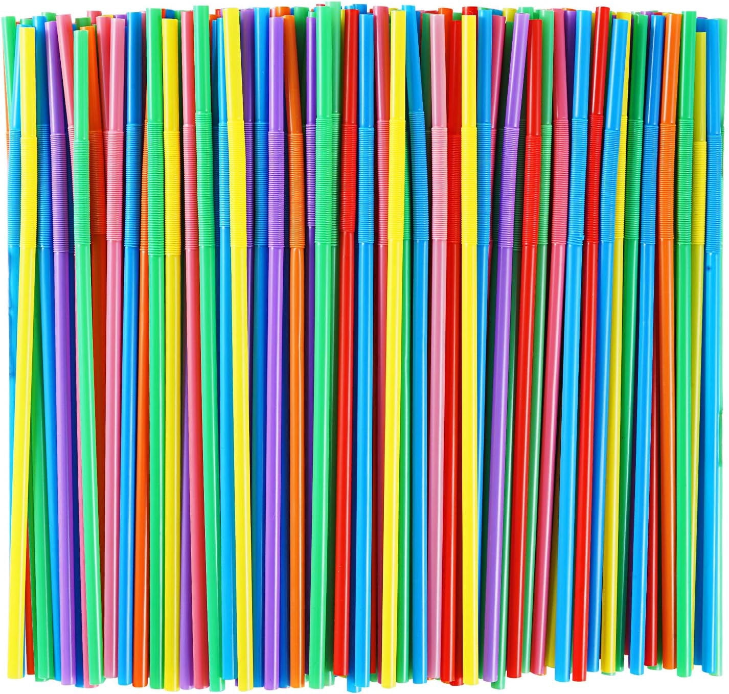 Uiz Merueh 1000 Pack Plastic Drinking Straws, Flexible Straws, Stripes ...