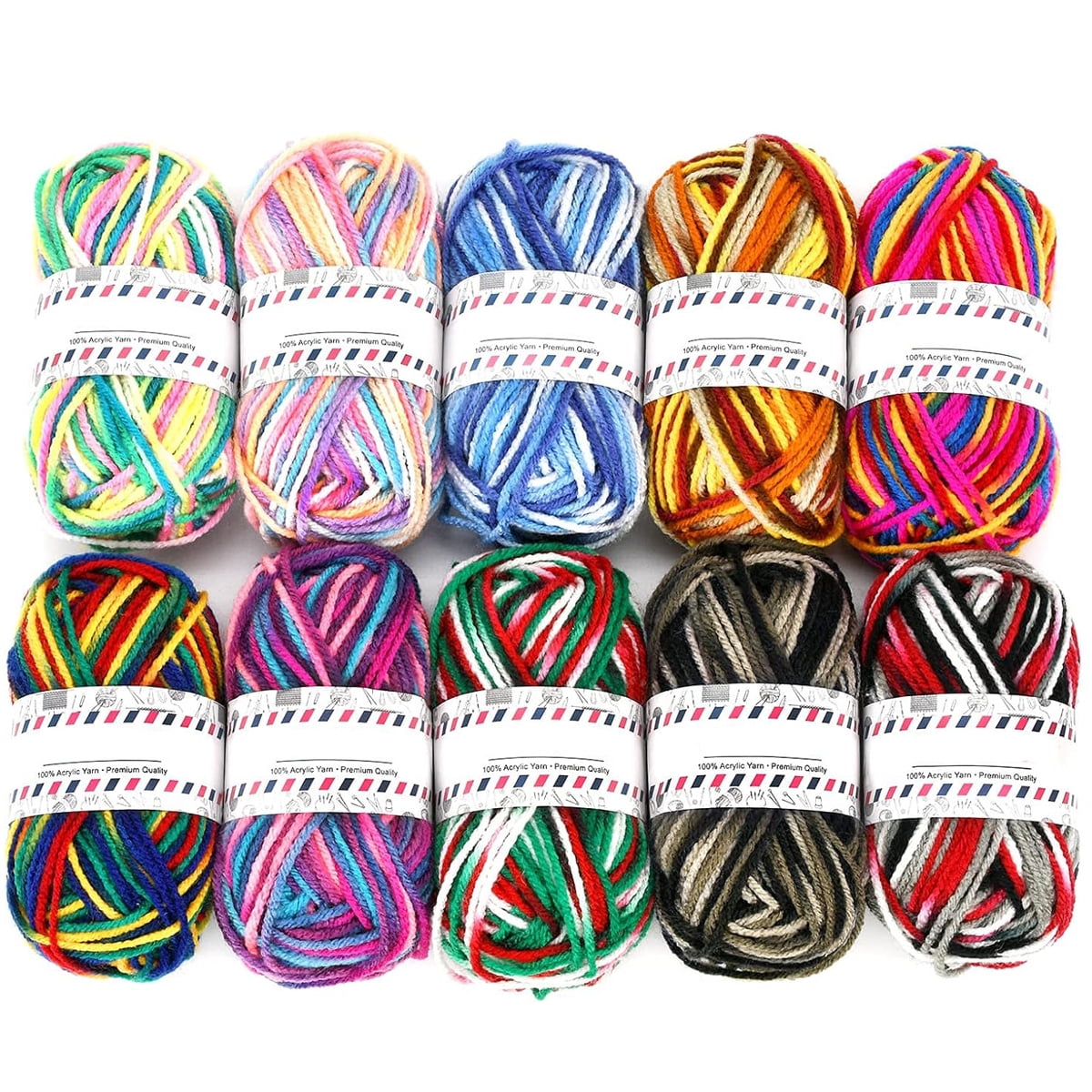 Uiz Merueh Crochet Yarn Clearance Multi-Colored Acrylic Knitting Hand ...