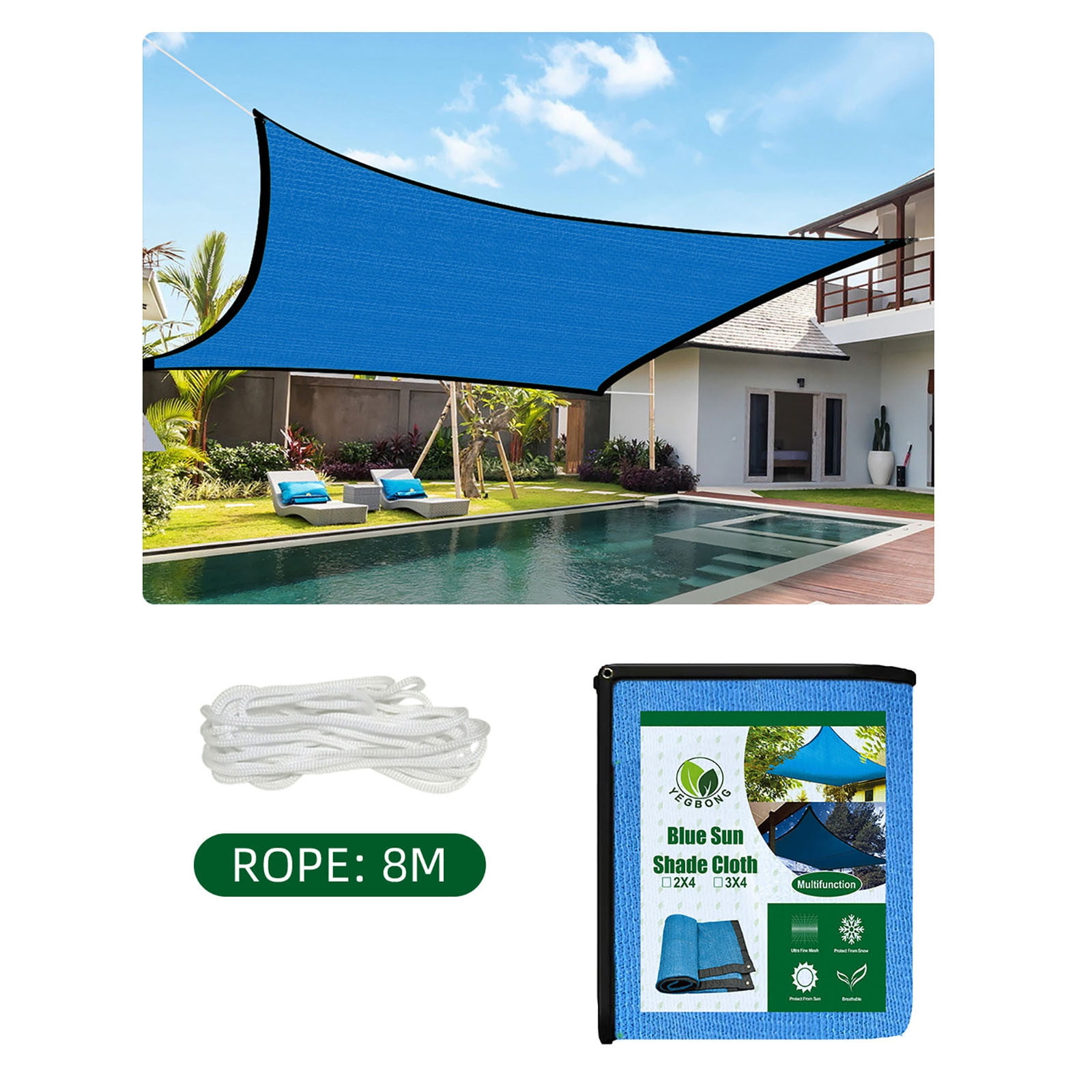 Uiz Merueh Rectangle Shade Sails UV Block Awning Sunscreen Net with ...