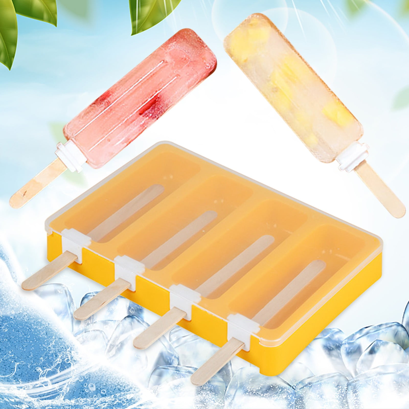 Uiz Merueh Silicone Popsicle Molds Reusable Ice Pop Molds Easy Release ...
