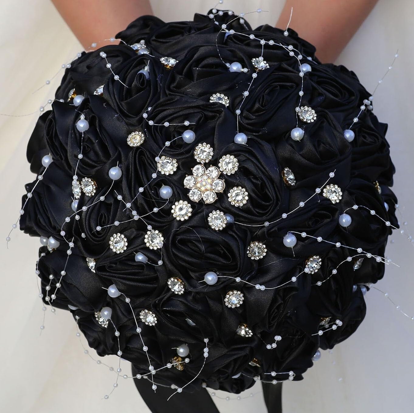 Ujicde Romantic Wedding Bouquet Bridal Bridesmaid Round Bling Brooch ...