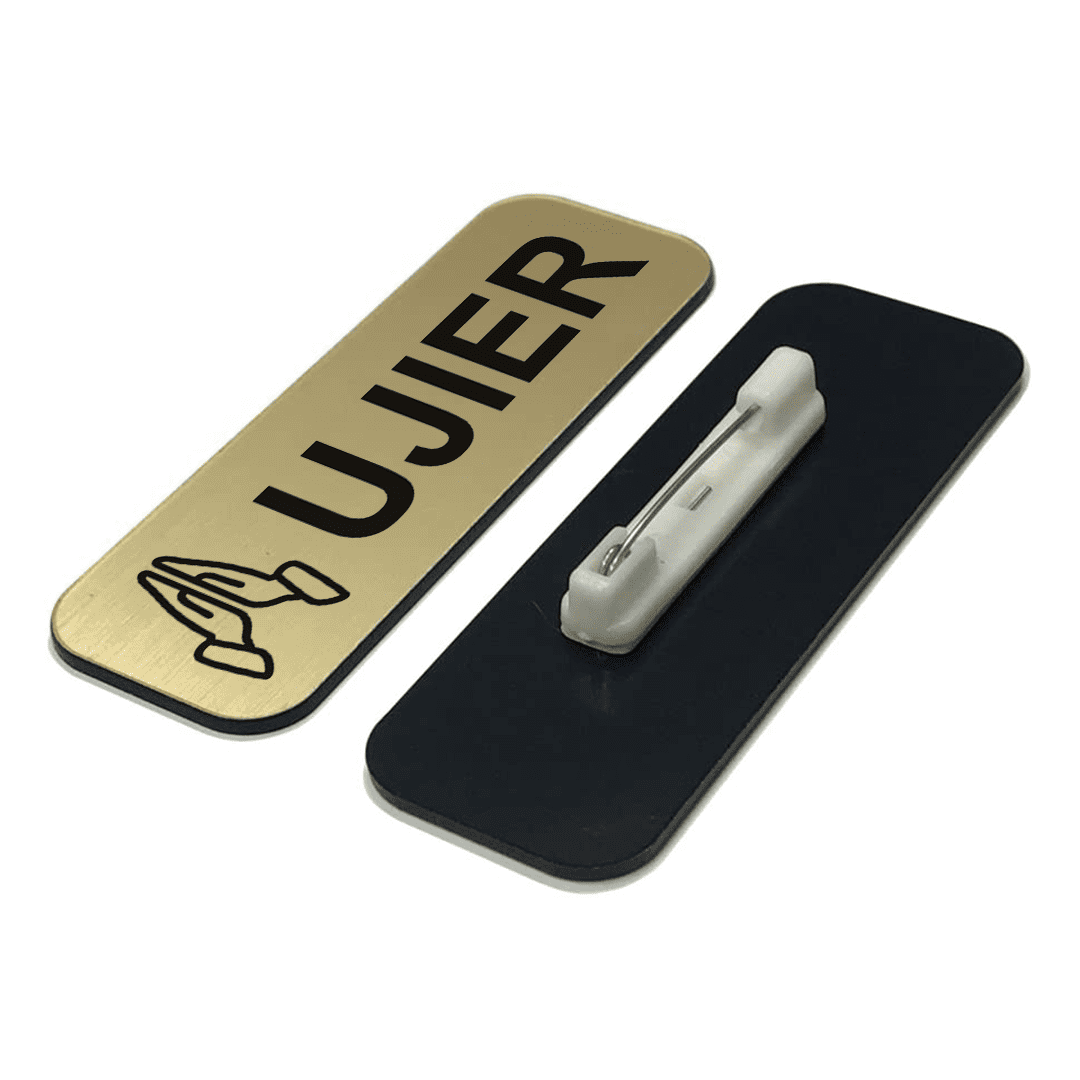 Ujier 1 x 3" Name Tag/Badge, Brushed Gold, Praying Hands (3 Pack ...