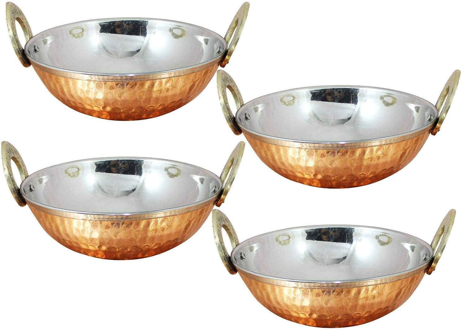 Ukal Set of 50 Indian Copper Serveware Karahi Vegetable Dinner Bowl ...