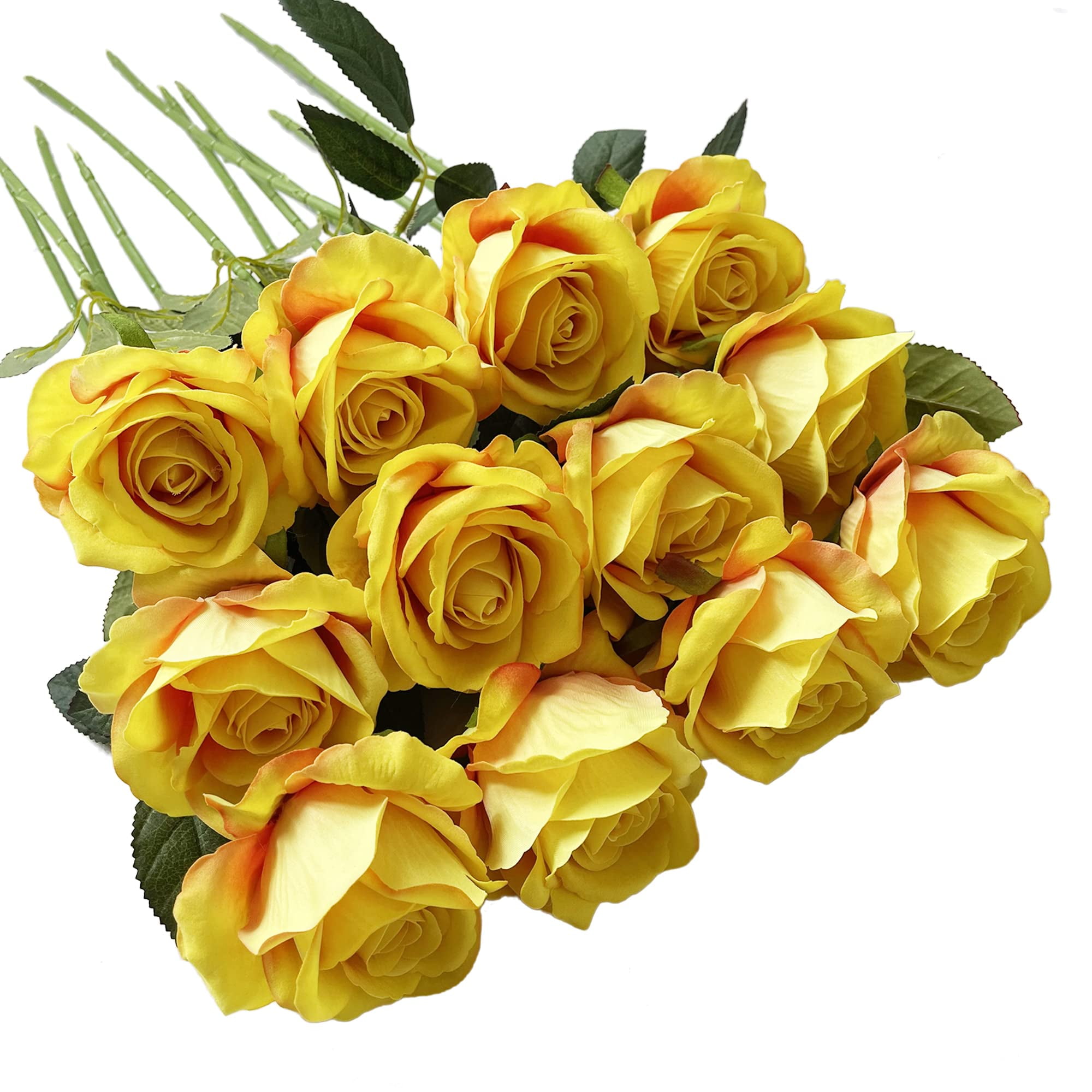 Ukeler Bridal Artificial Rose Flowers - 12 Pcs, Silk, Long Stem, Home ...