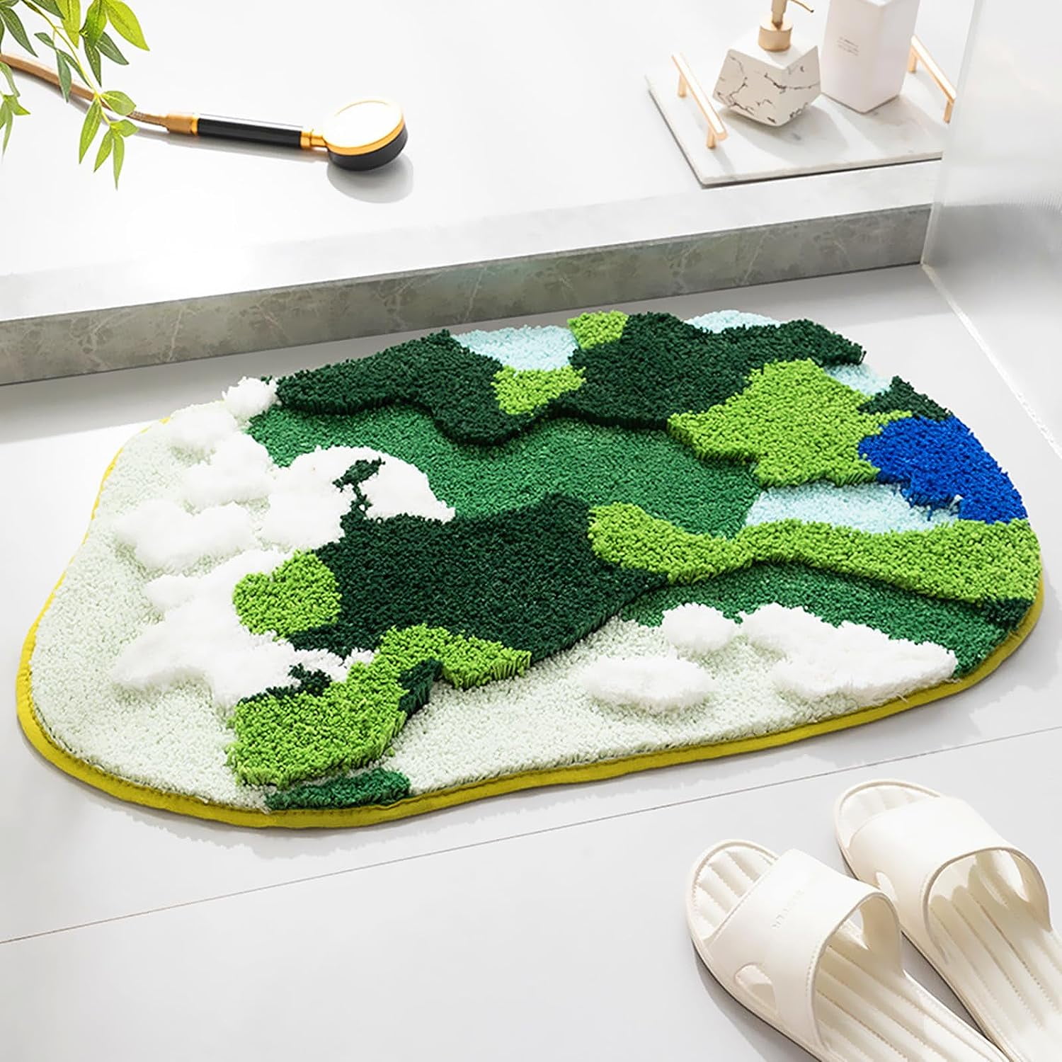 Ukeler Green Moss Bath Mats, Cute Funny Bathroom Décor Indoor Doormat ...