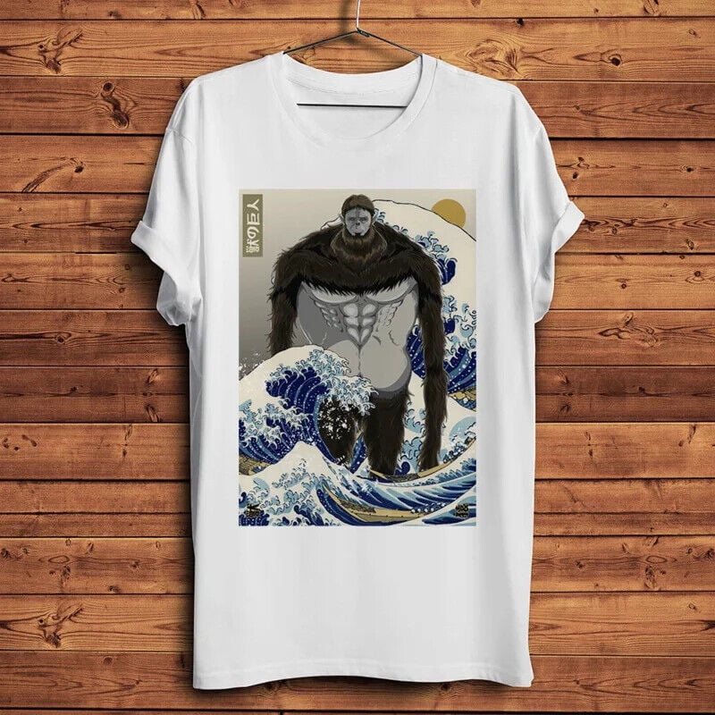Ukiyoe Great Wave AOT Beast Titan Kemono no kyojin Funny Anime Tshirt ...