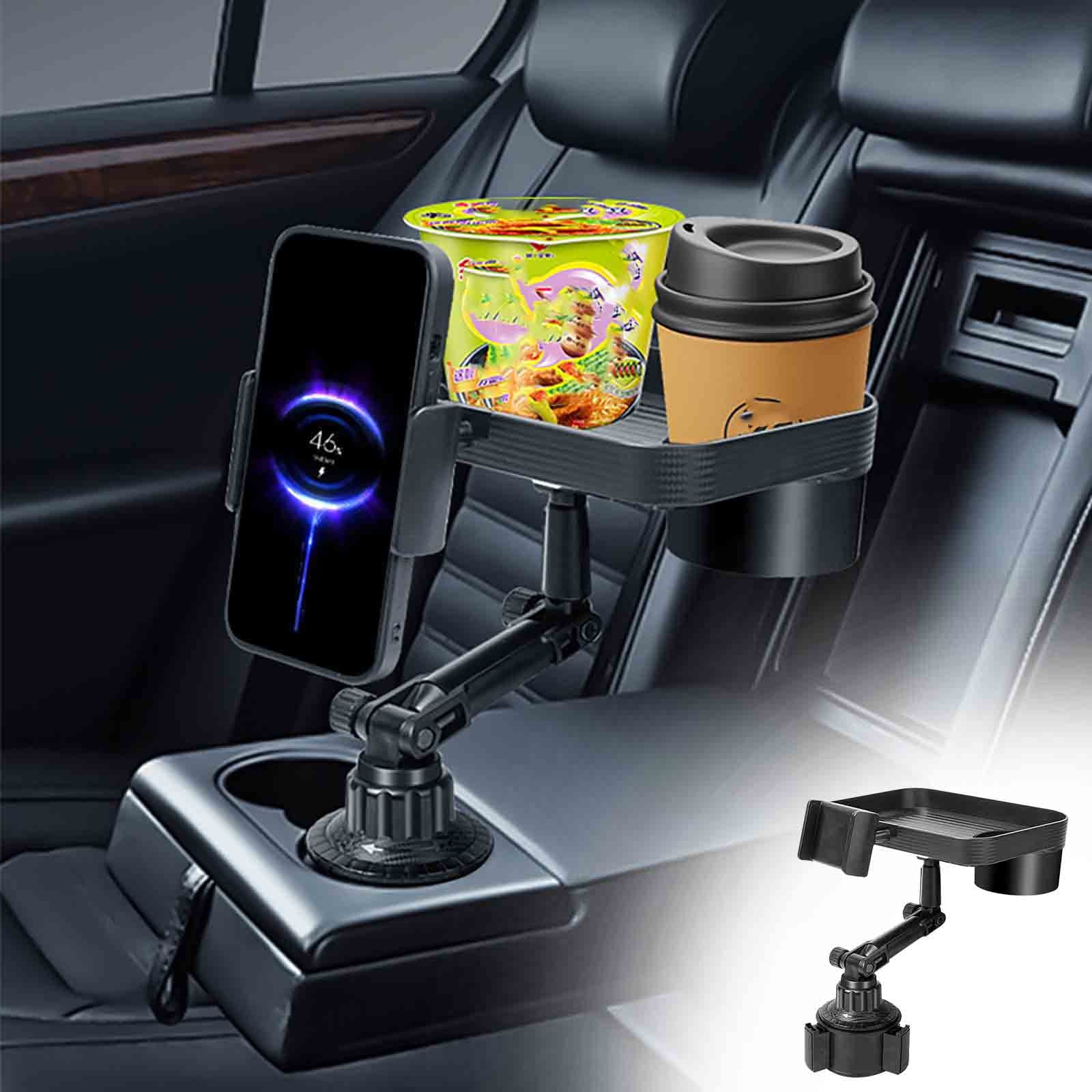 Uklsqma Car Cup Holder Tray with Phone Slot, 3 In 1 Detachable Snack ...