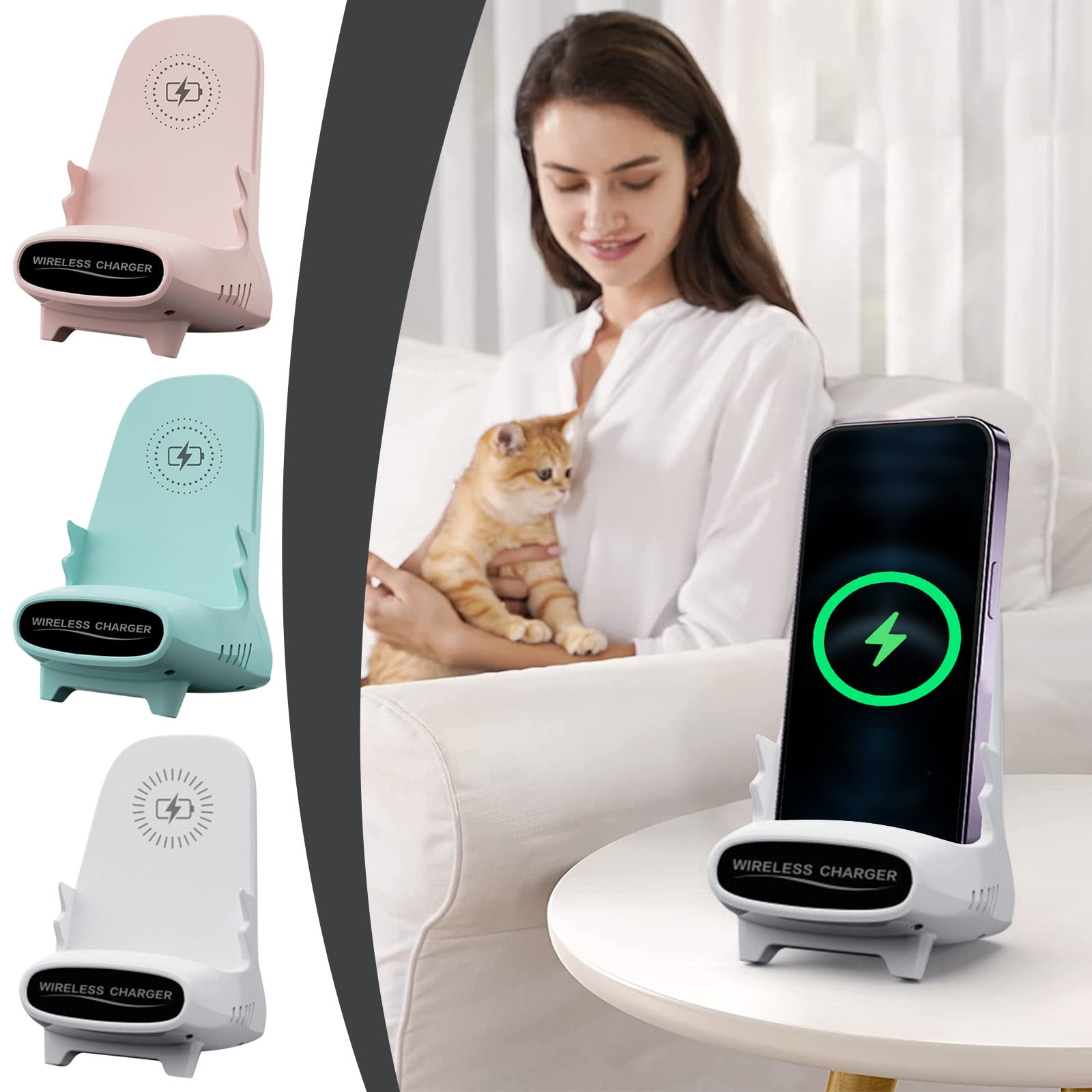 Uklsqma Chair-Shaped Wireless Phone Charging Stand, Vertical Amplifier ...