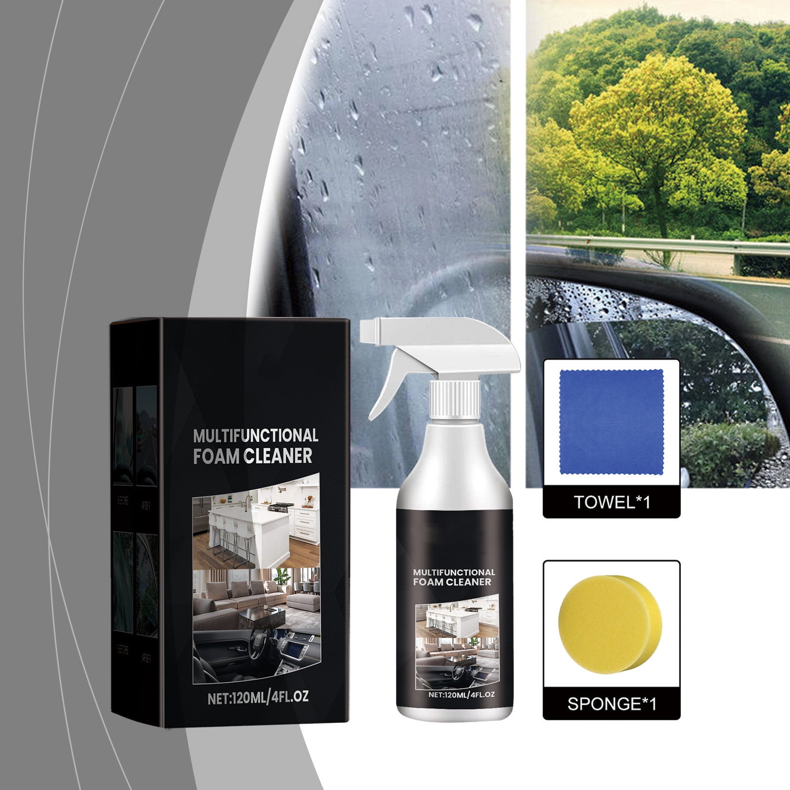 Uklsqma Glass Cleaner 120ml Professional Formula Removes Oil Film Bugs ...