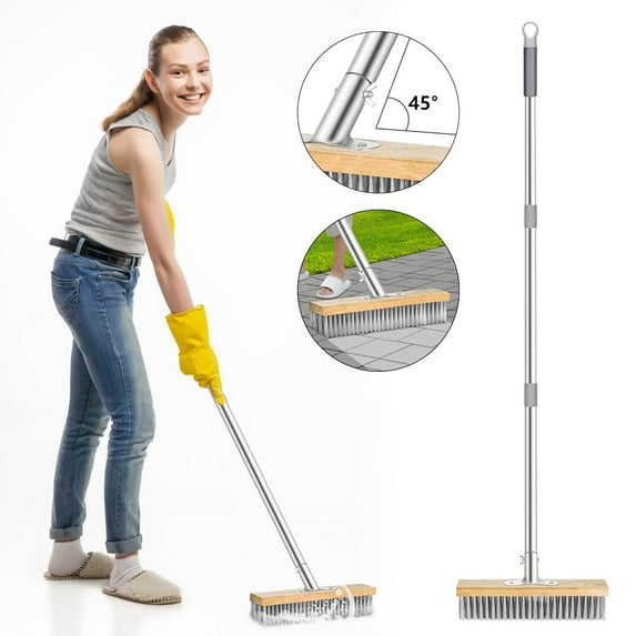 Uklsqma Heavy-Duty Brush Set, 30cm Steel Head with 125cm Adjustable ...