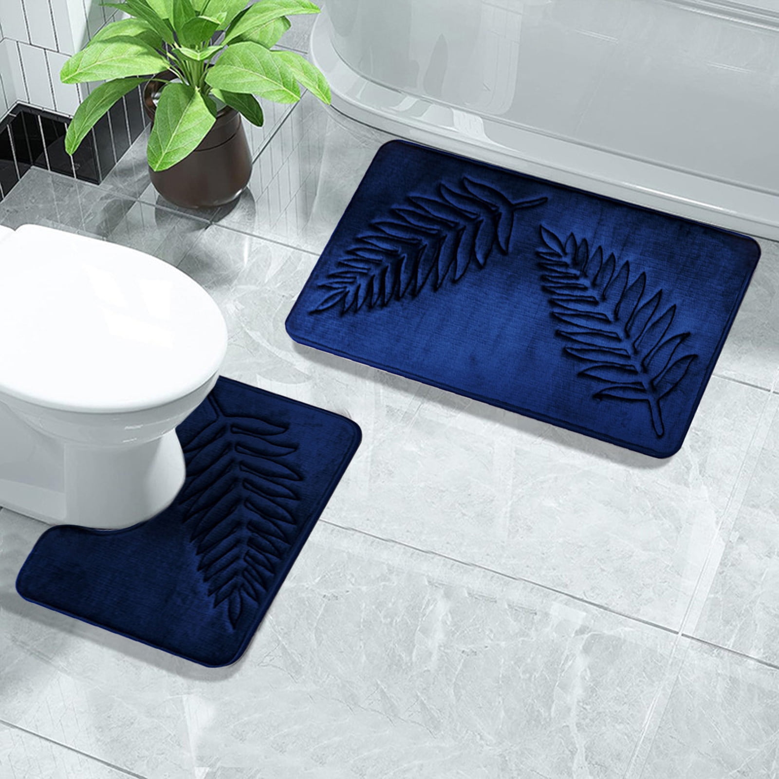 Uklsqma Leaf Floor Mat Set: Bathroom, Water-Absorbent, Non-Slip, Toilet ...