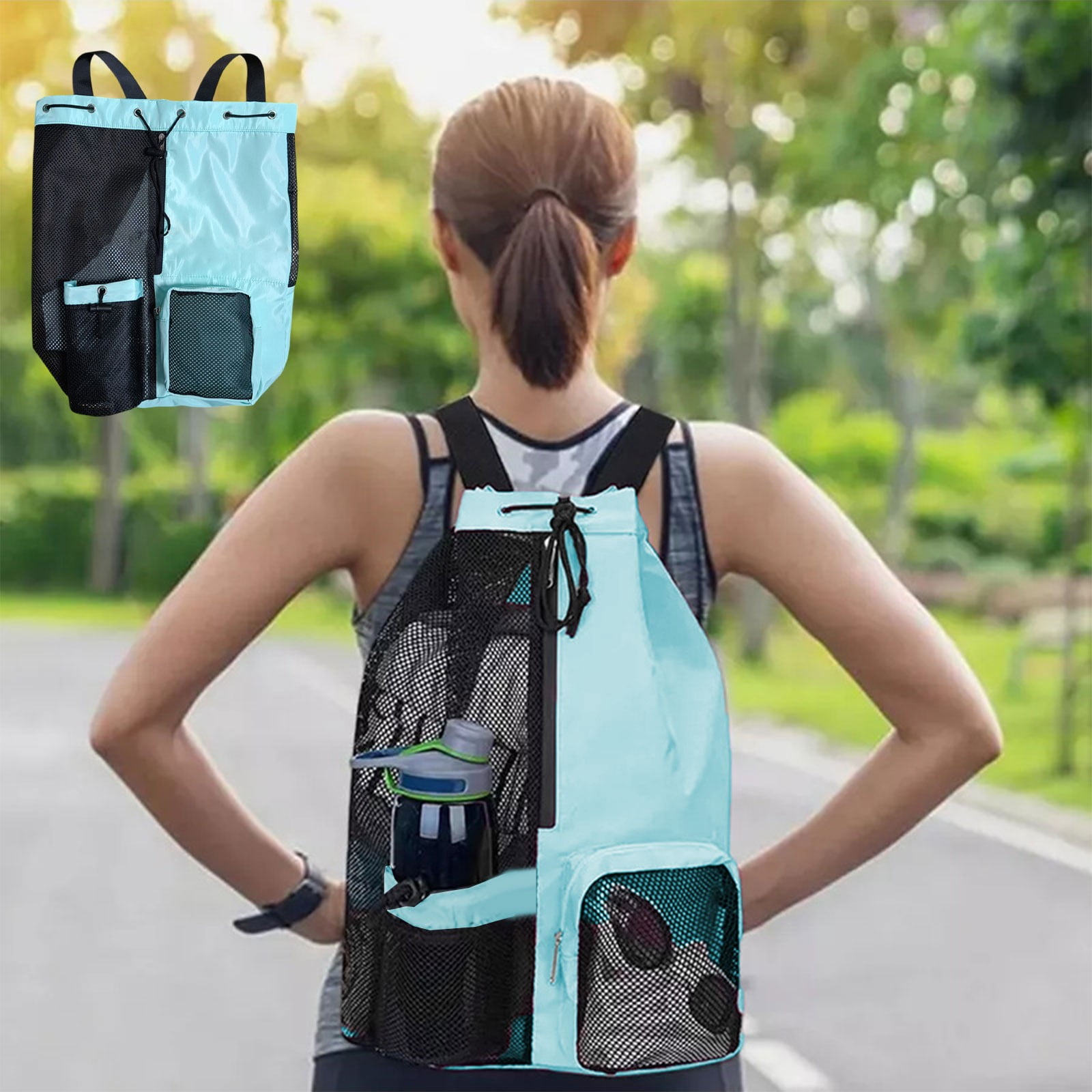 Uklsqma Mesh Swimming Backpack with Wet Dry Compartment for Beach Gym ...