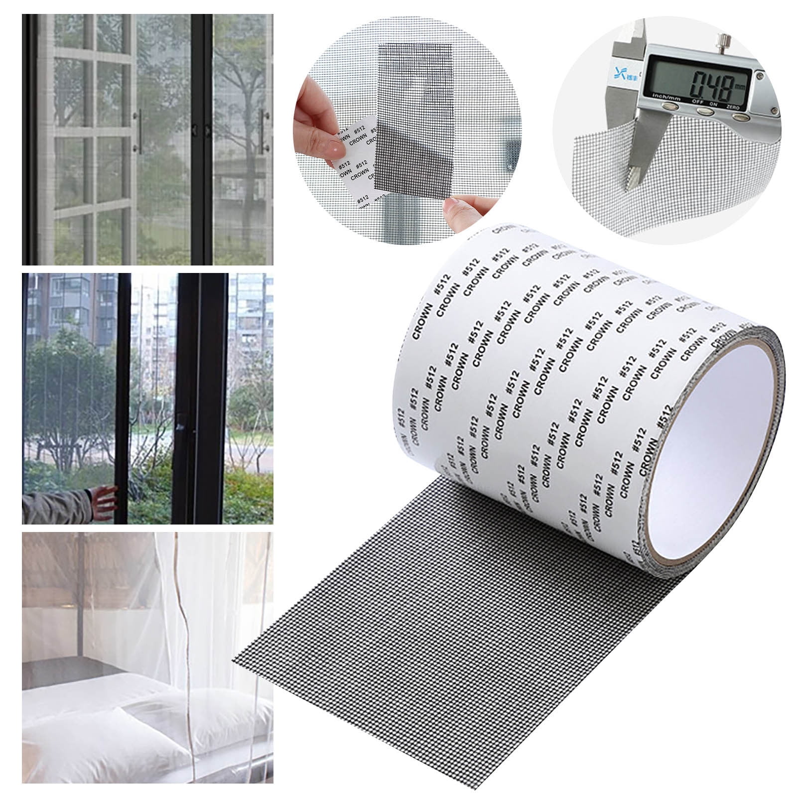 Uklsqma Self-Adhesive Door Window Screen Tape, Long Mesh Patch Repair ...