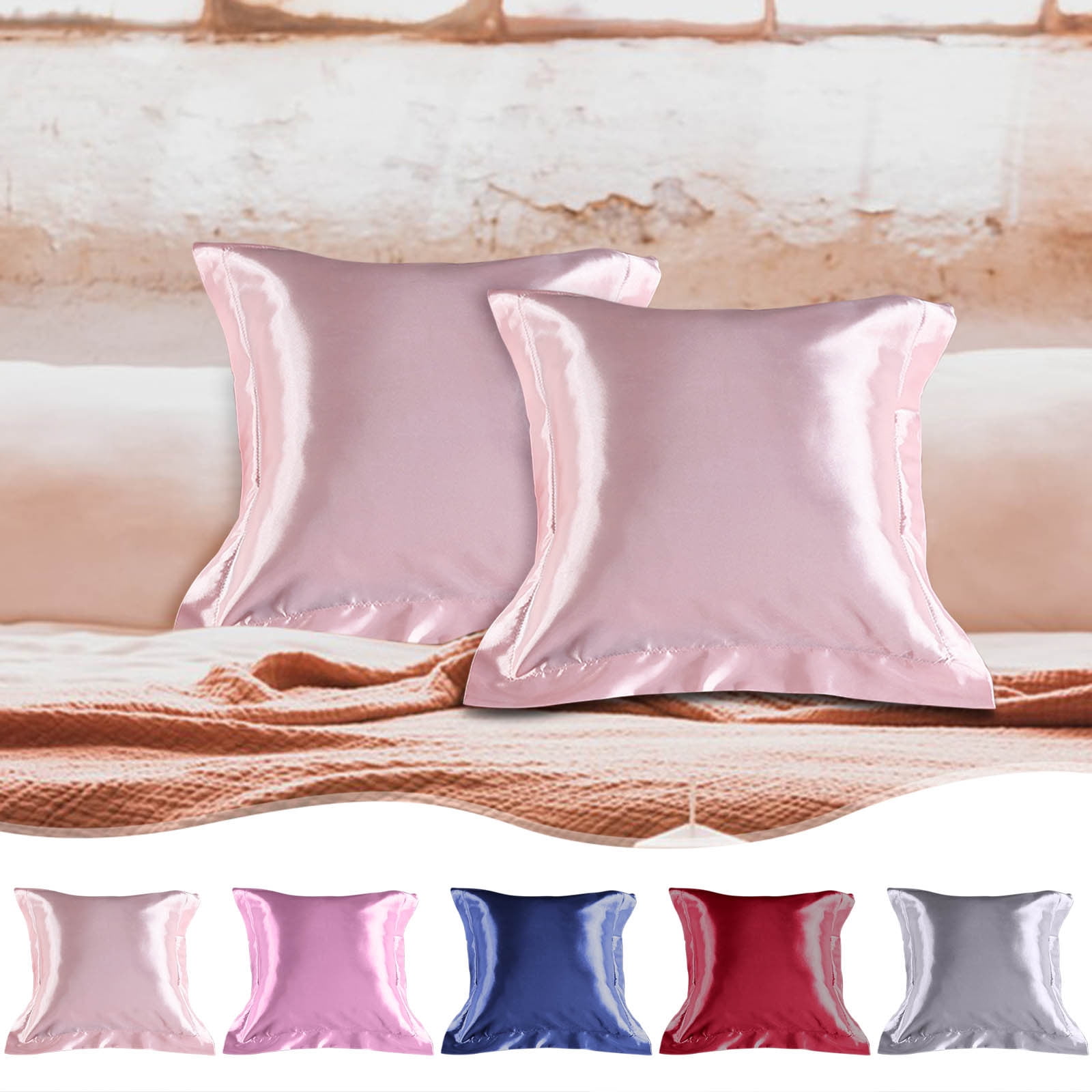 Uklsqma Standard Simulated Silk Pillowcase Set, Faux Silk Fabric for ...