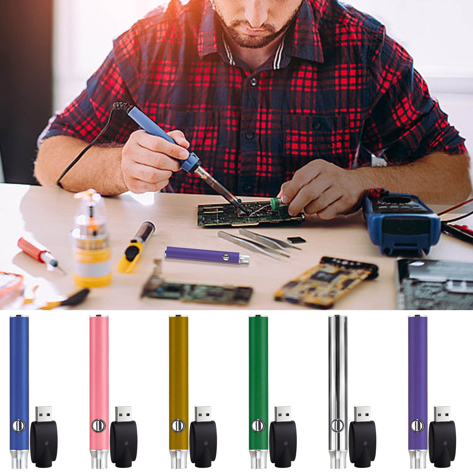Uklsqma Thread Soldering Iron Kit Adjustable Voltages 350mAh Battery ...