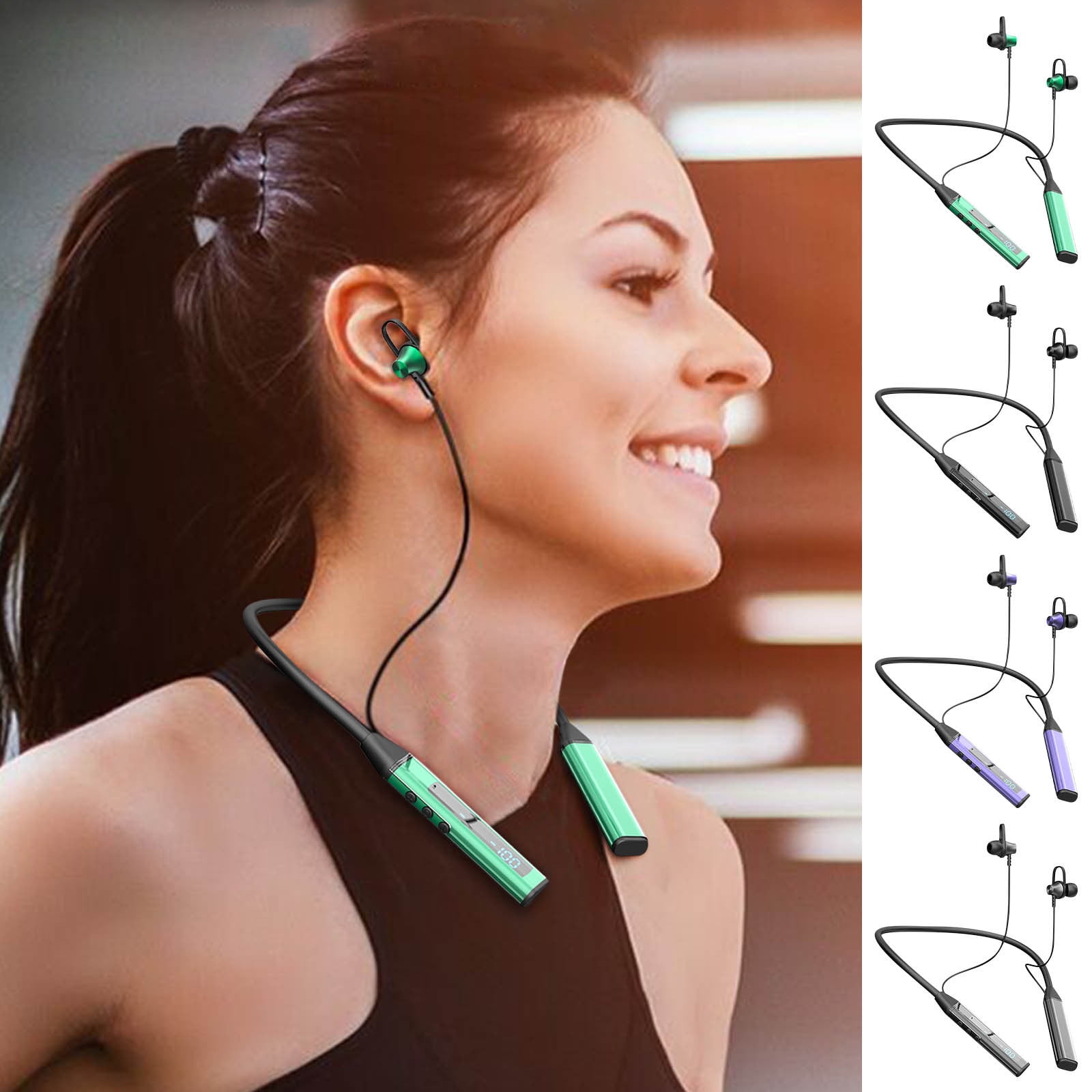 Uklsqma Wireless Neckband Headphones, Extra Heavy Bass, Card Slot ...