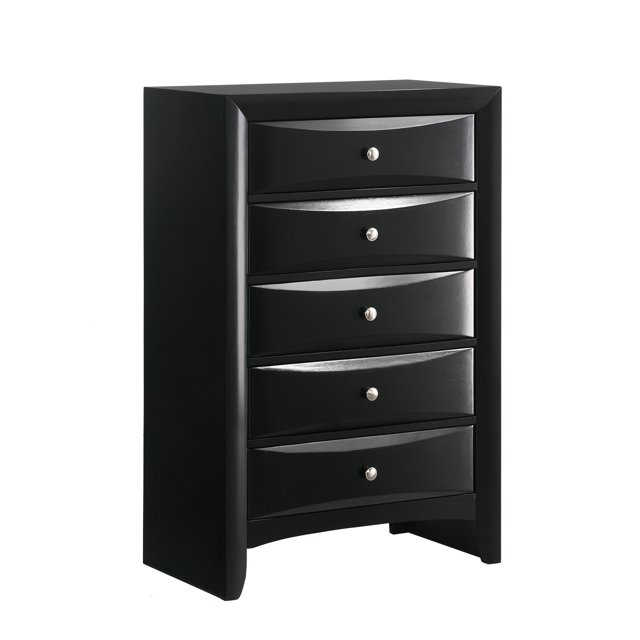 Uko Solid Wood 48 Inch Tall Dresser Chest, 5 Chambered Drawers, Chrome ...