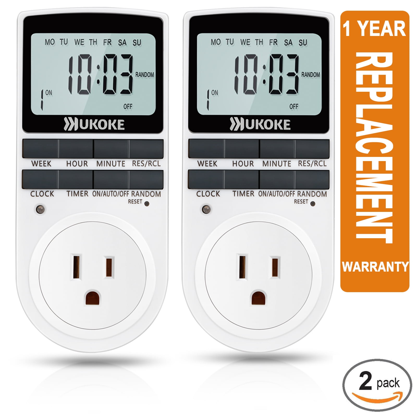 UKOKE UTM01P Programmable Timer Outlet - 10 On/Off Events - Walmart.com