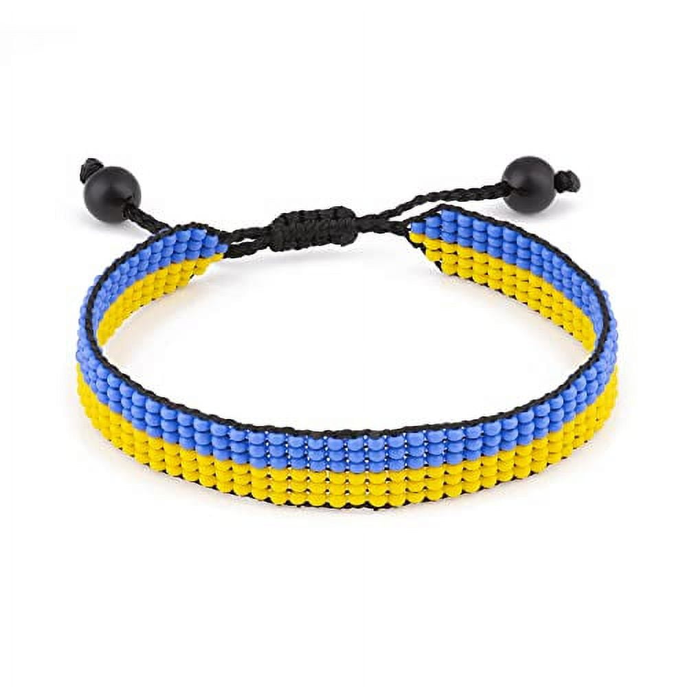 Ukraine Flag Bracelet: Handmade Bracelet,Adjustable Beaded Boho-Style ...