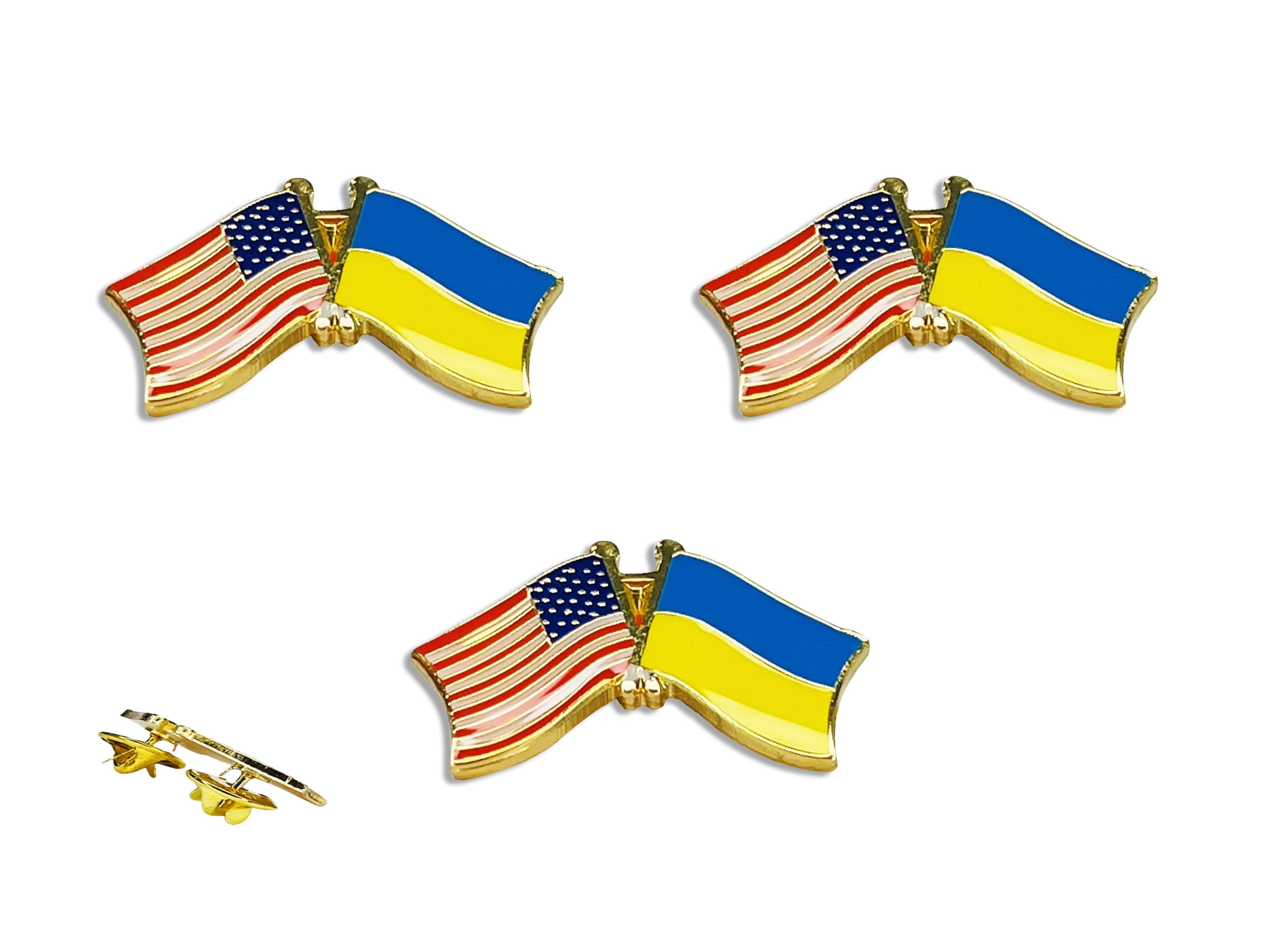 Ukraine Flag Lapel Pin – US Ukraine Friendship Badge with Double ...