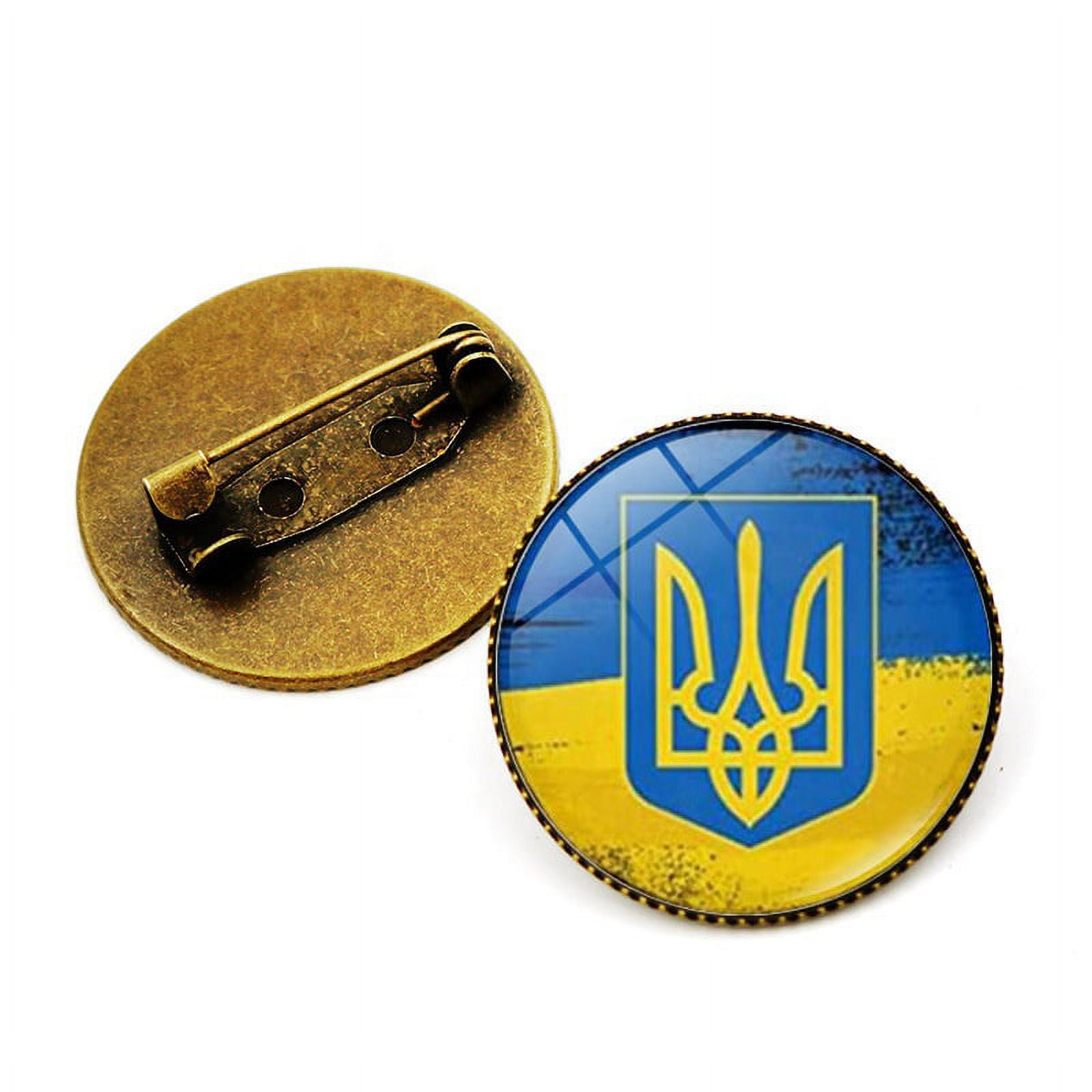 Ukraine Flag Pin w/The Classic Raised Bright Epoxy Oval Dome & Bronzed ...