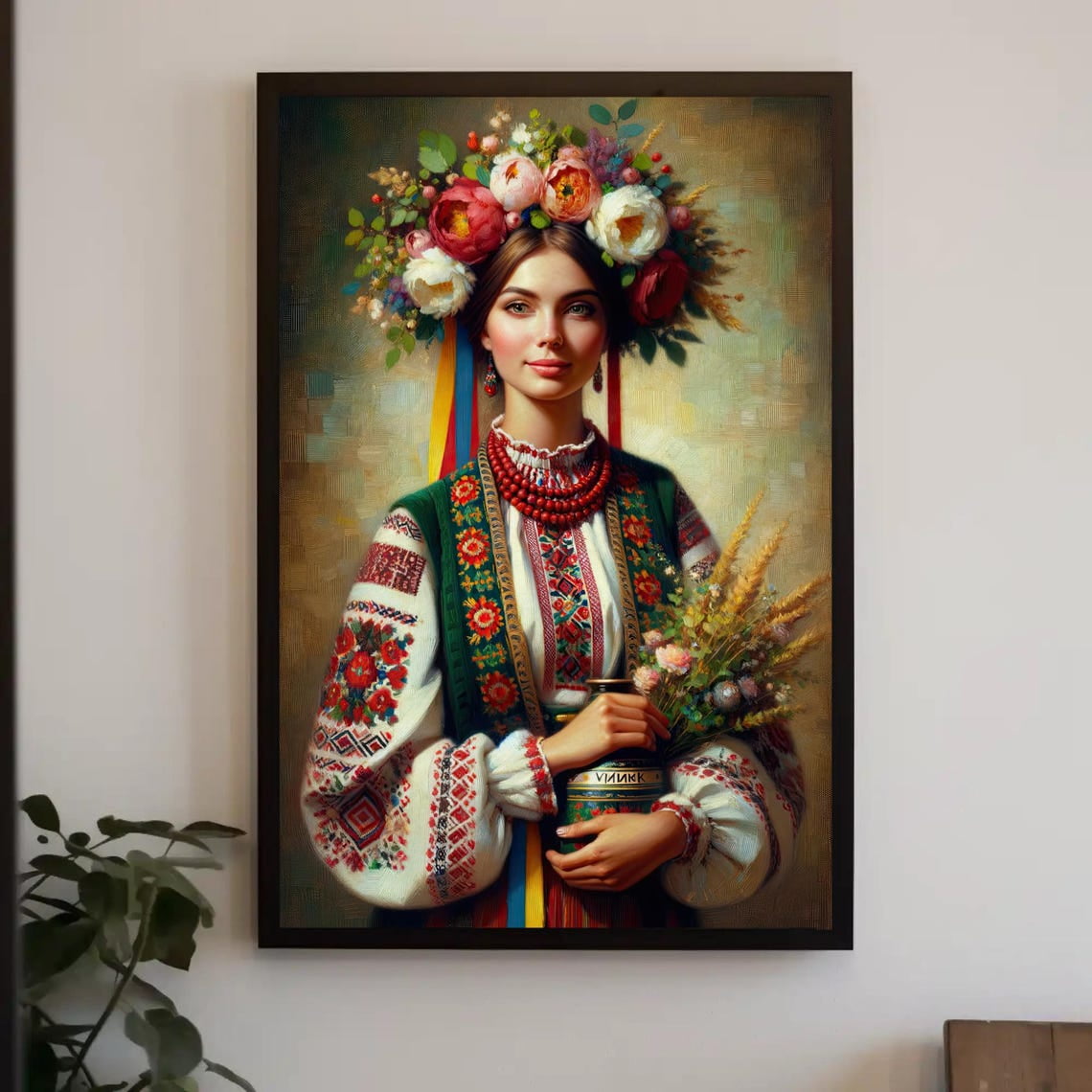 Ukraine Girl Oil Painting - Ukrainian Woman On Framed Canvas, Slavic ...