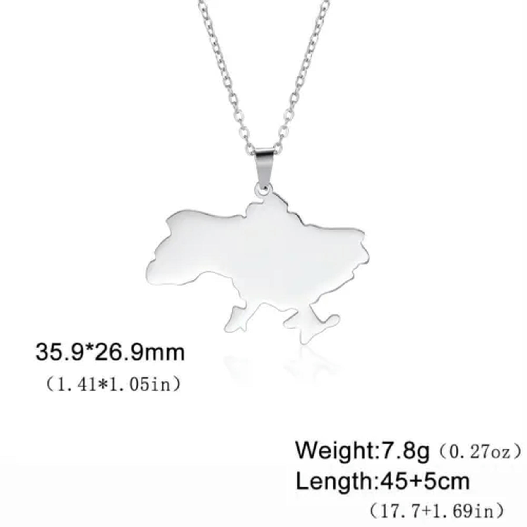 Ukraine Map Pendant Necklace National Symbols Of Ukraine Stainless ...