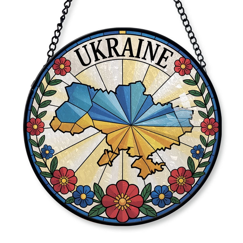 Ukraine Travel Decor Suncatcher Stained Glass Window Hanging, Gift for ...
