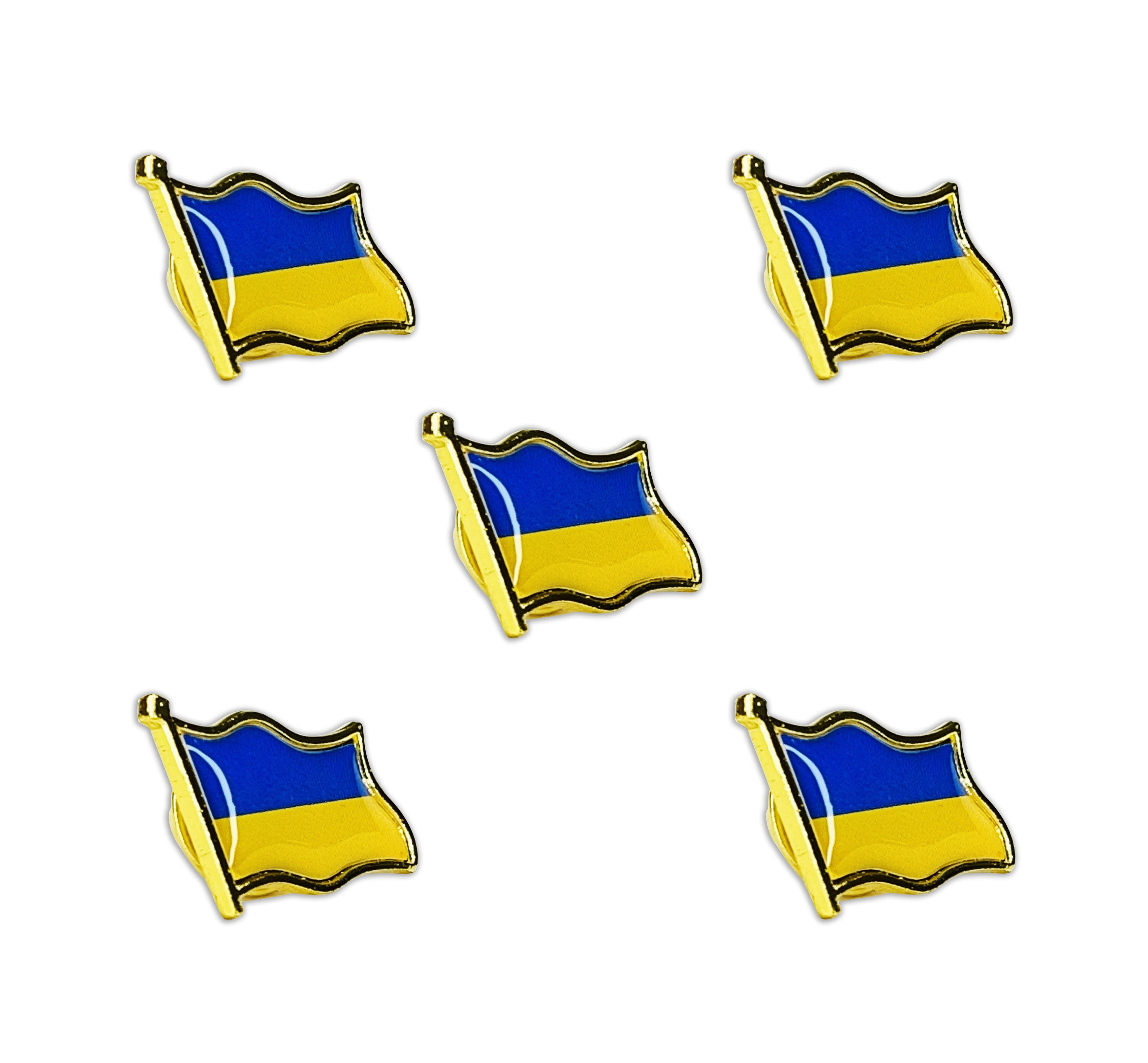 Ukraine Wavy Flag Pin, Ukrainian Patriotic Flag Lapel Pins- 0.79" - (5 ...