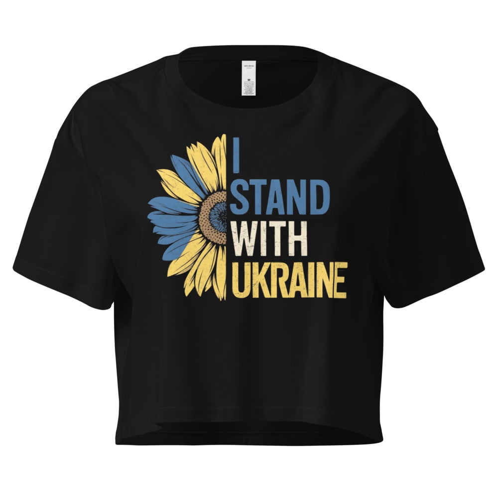 Ukrainian Flag Support Ukraine Flower Design Women’s Crop Top, I Stand ...
