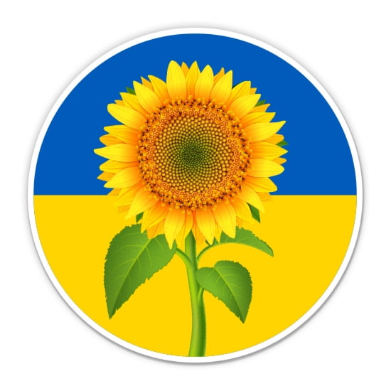 Ukrainian Flag with Sunflower Support Ukraine Round - 12" Vinyl Sticker ...