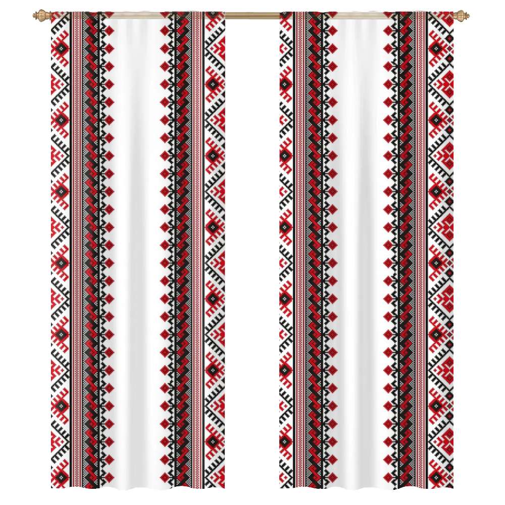 Ukrainian Vyshyvanka Embroidery Tulle Curtains For Living Room Chiffon ...